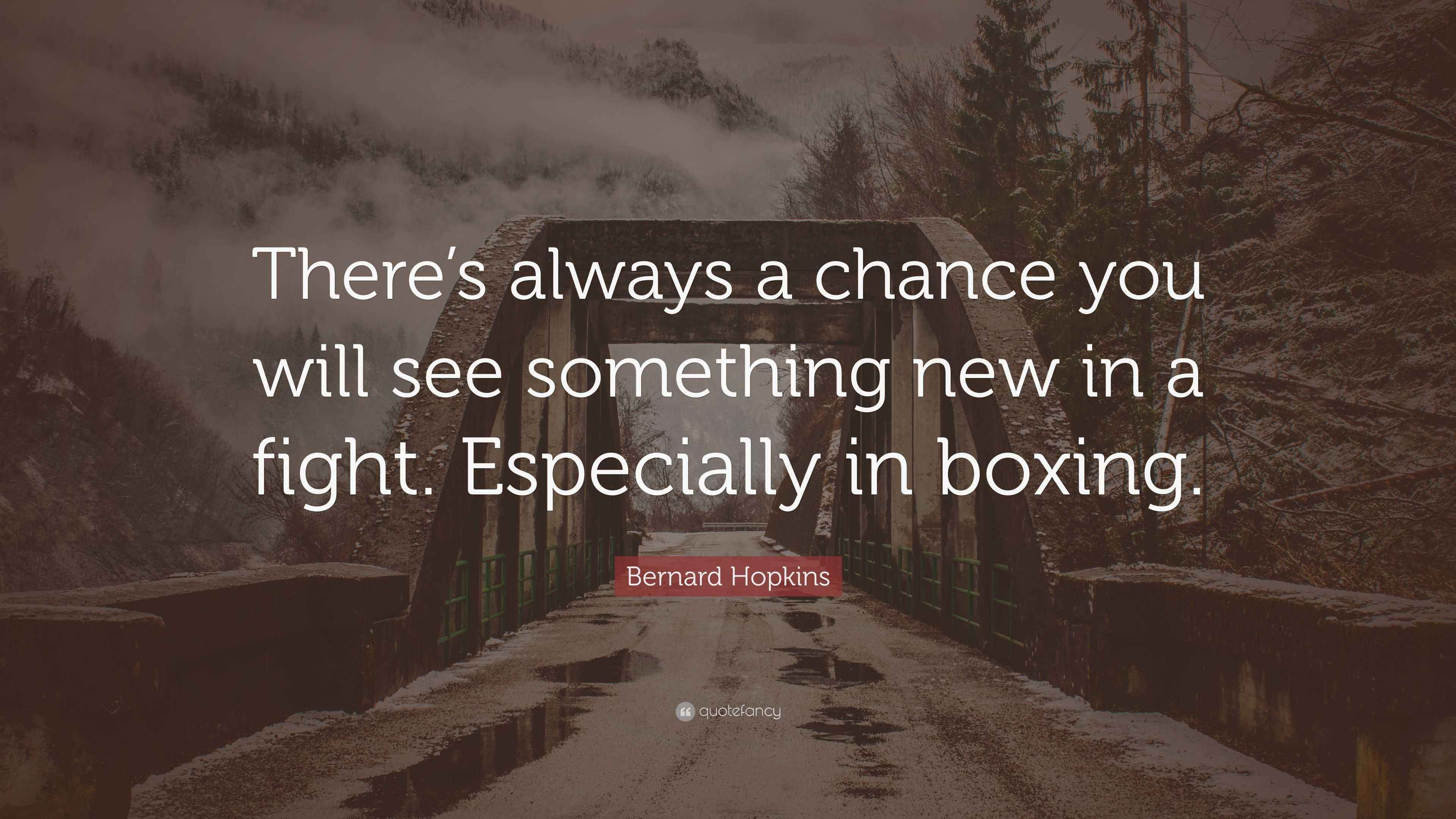 Bernard Hopkins Quote: “There’s always a chance you will see something ...
