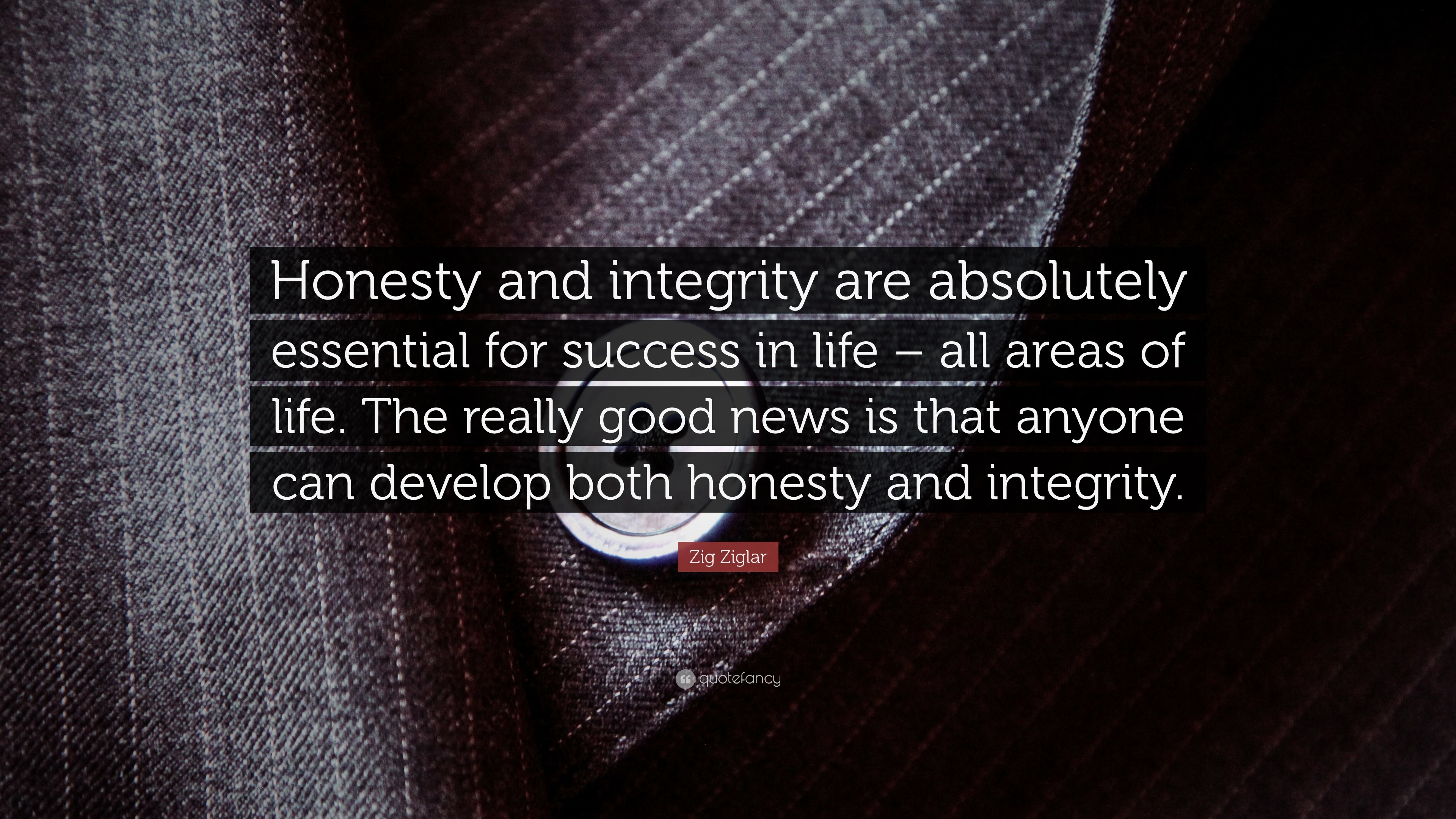 Zig Ziglar Quote: “Honesty and integrity are absolutely essential for ...