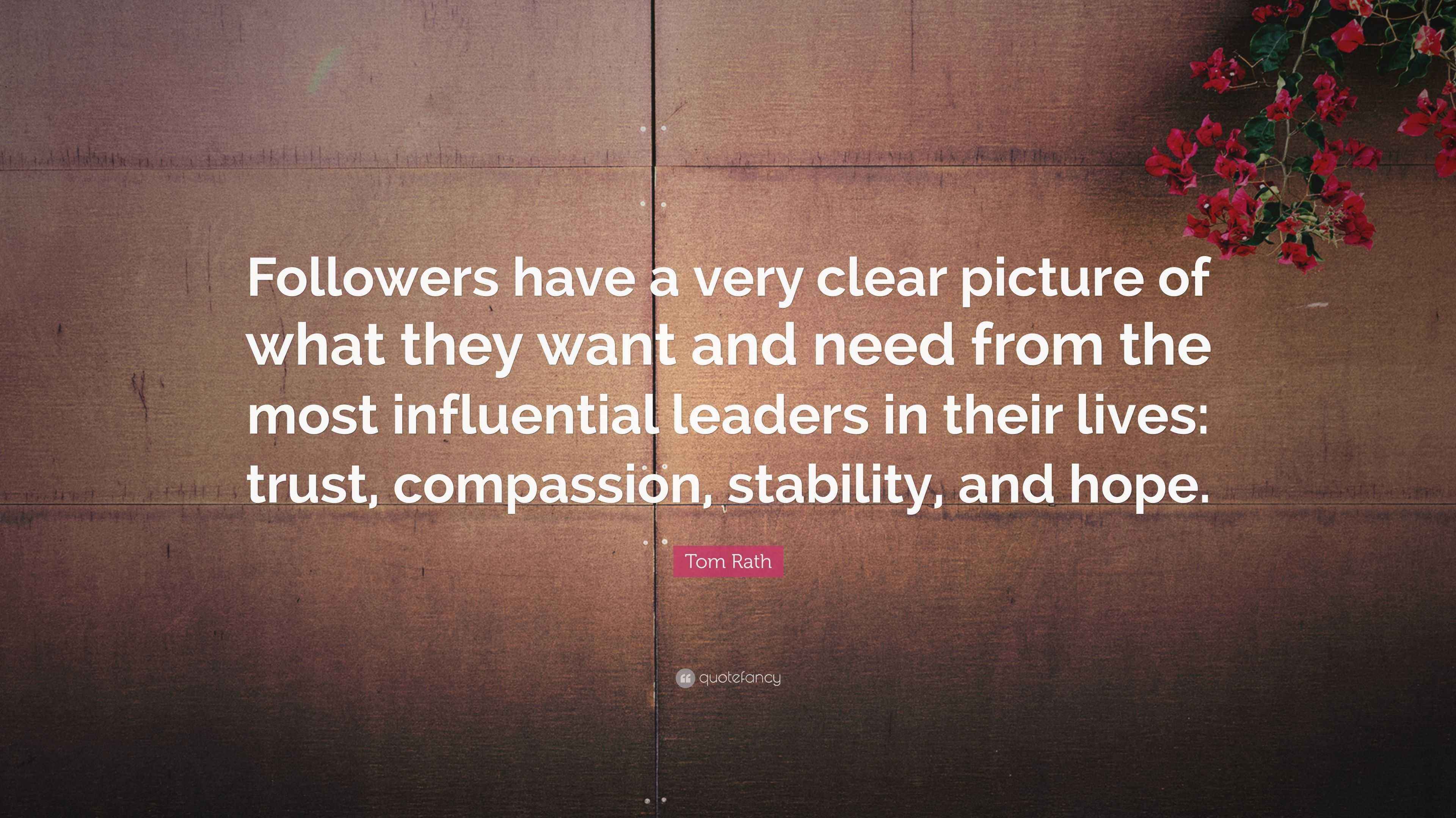 Tom Rath Quote: “Followers have a very clear picture of what they want ...