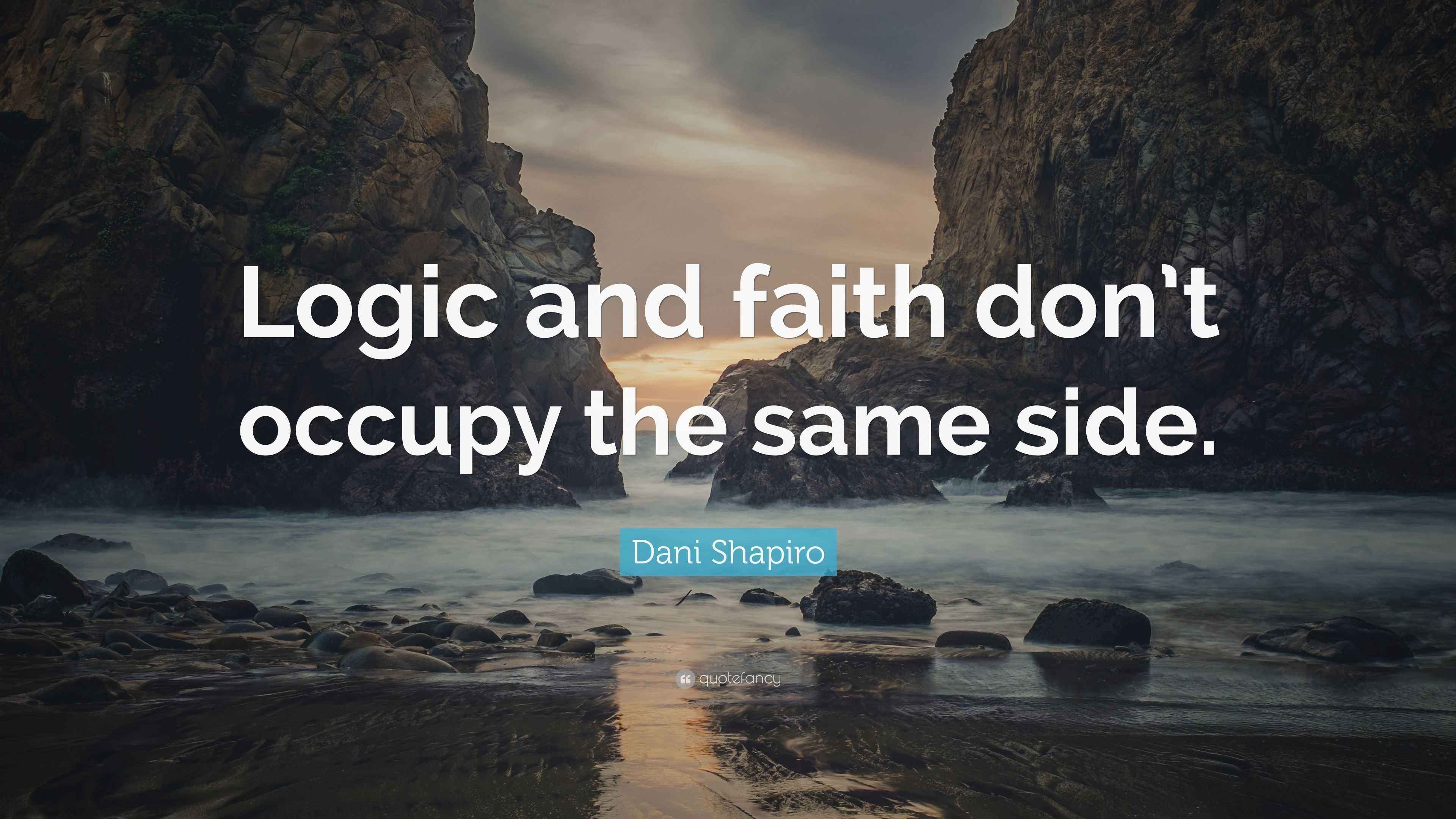 Dani Shapiro Quote: “Logic and faith don’t occupy the same side.”