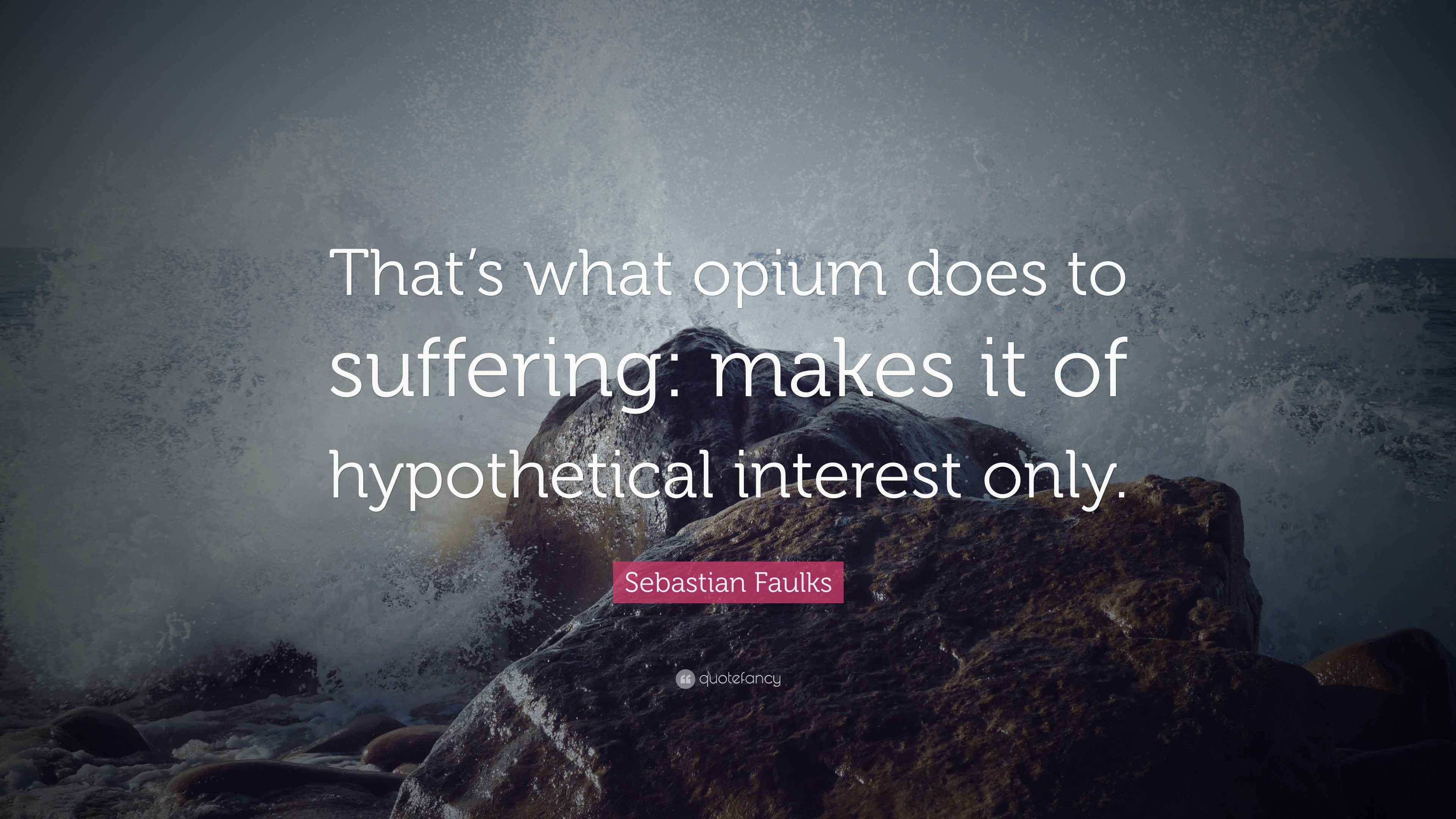 Sebastian Faulks Quote: “That’s what opium does to suffering: makes it ...