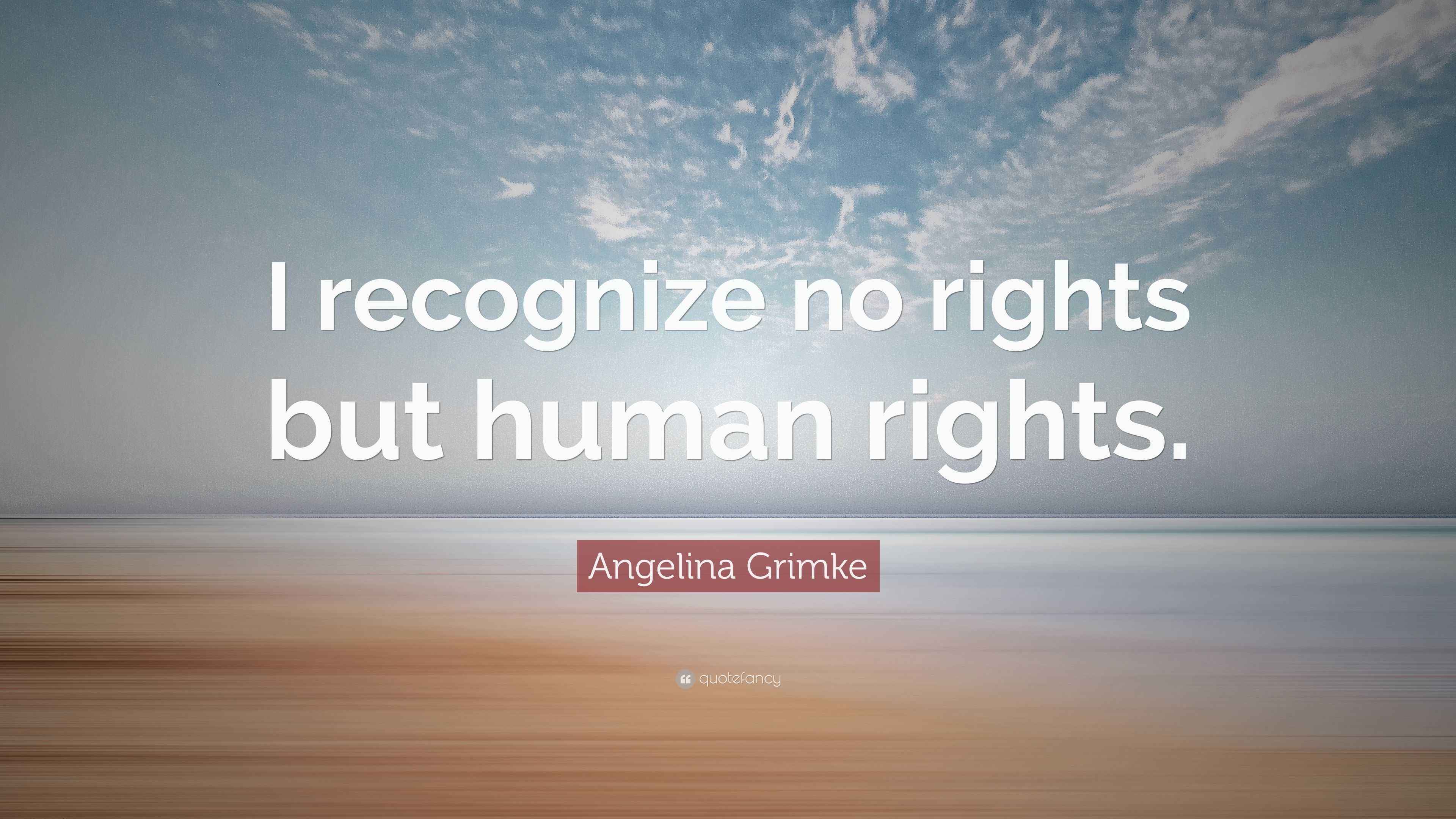 Angelina Grimke Quote: “I recognize no rights but human rights.”