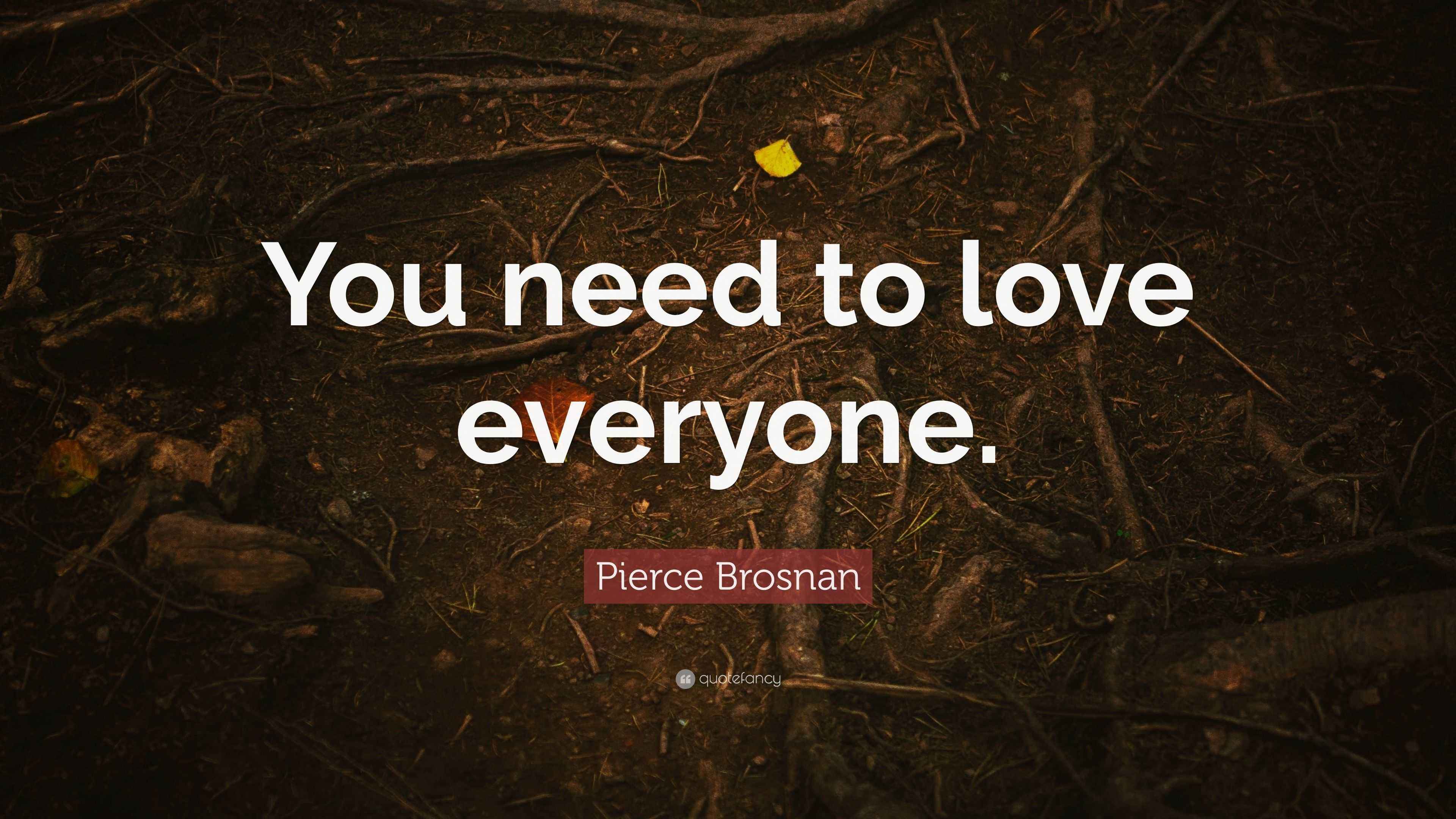 Pierce Brosnan Quote: “You need to love everyone.”