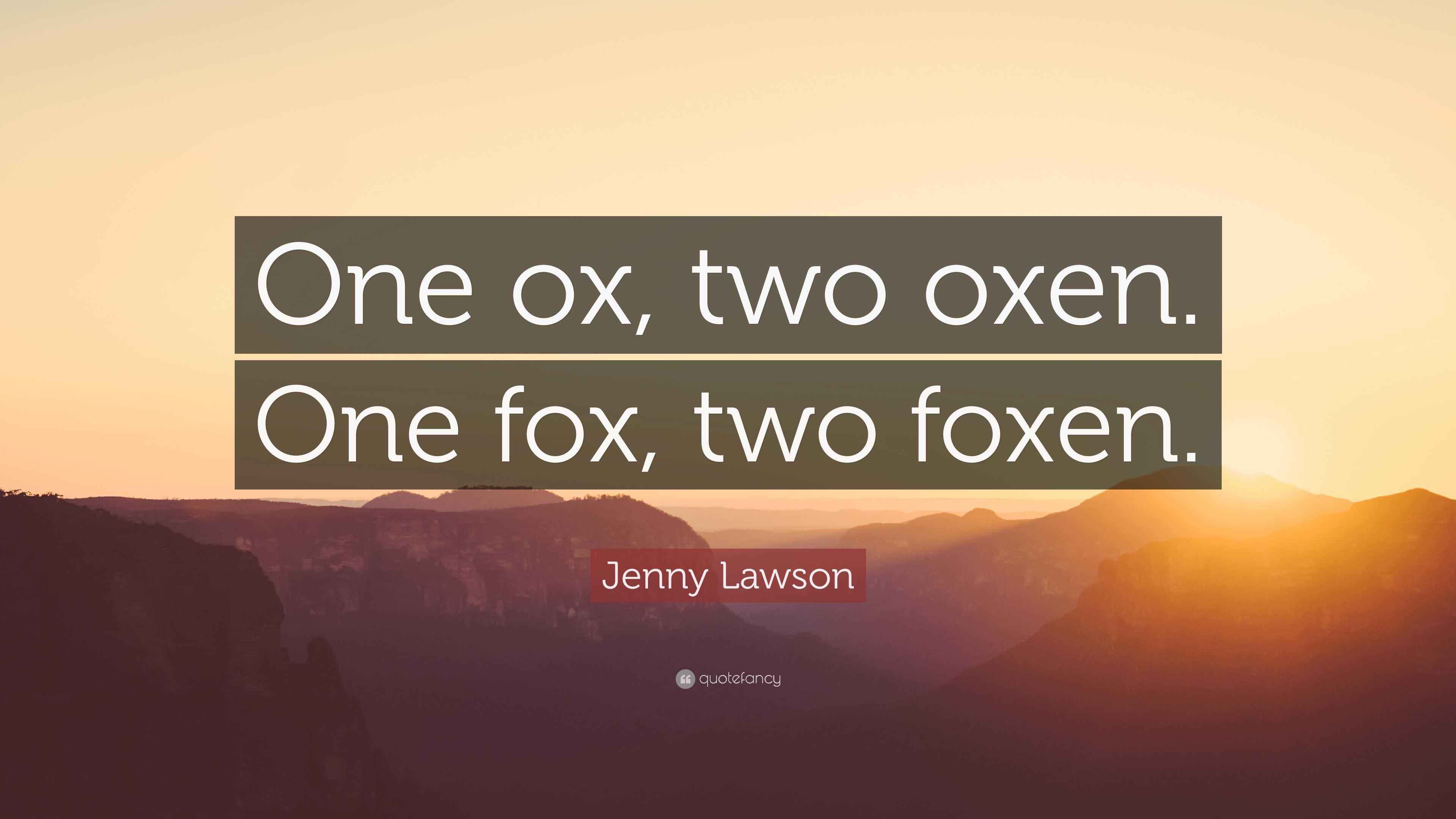 Jenny Lawson Quote: “One ox, two oxen. One fox, two foxen.”