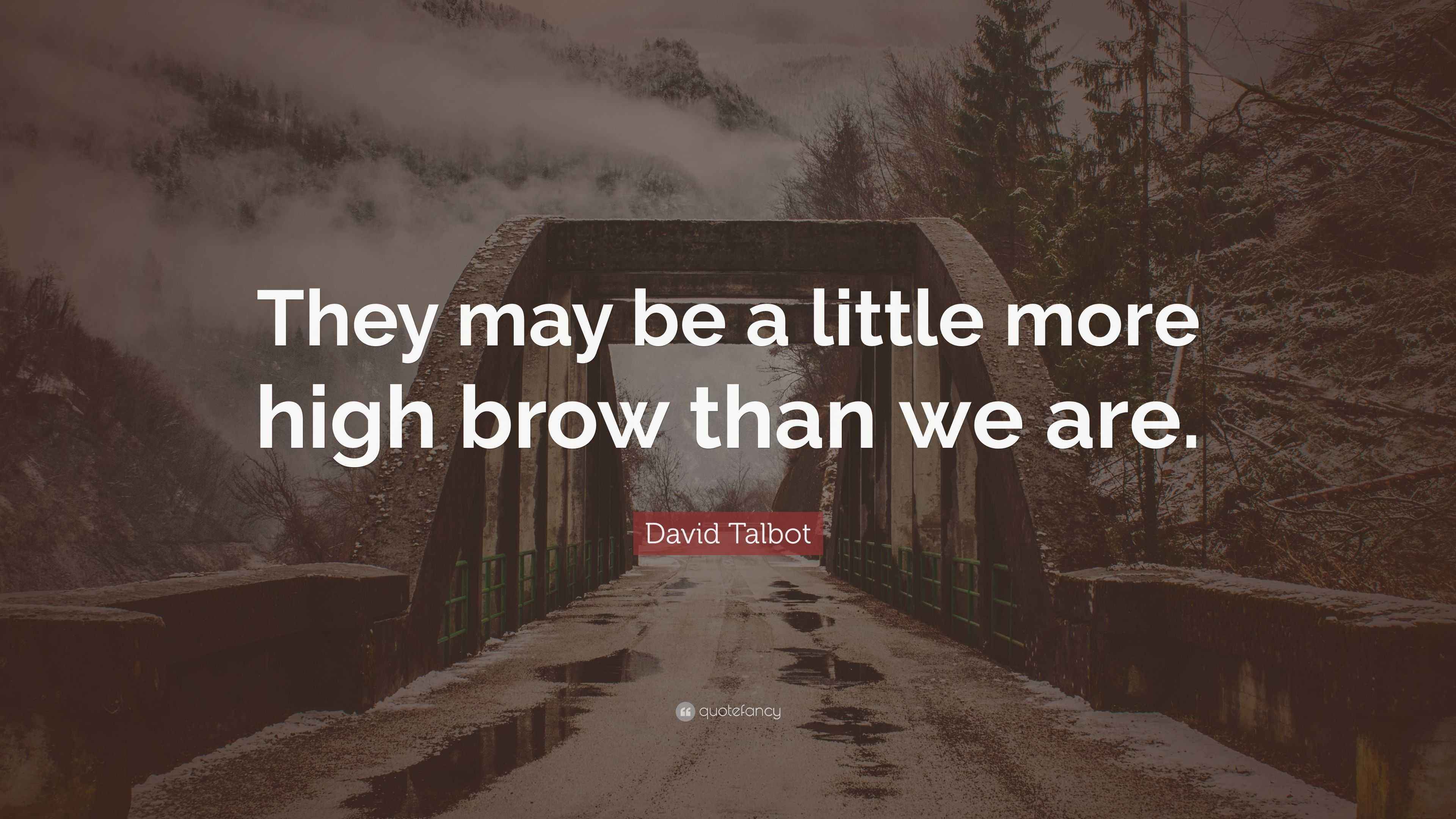 David Talbot Quote: “They may be a little more high brow than we are.”
