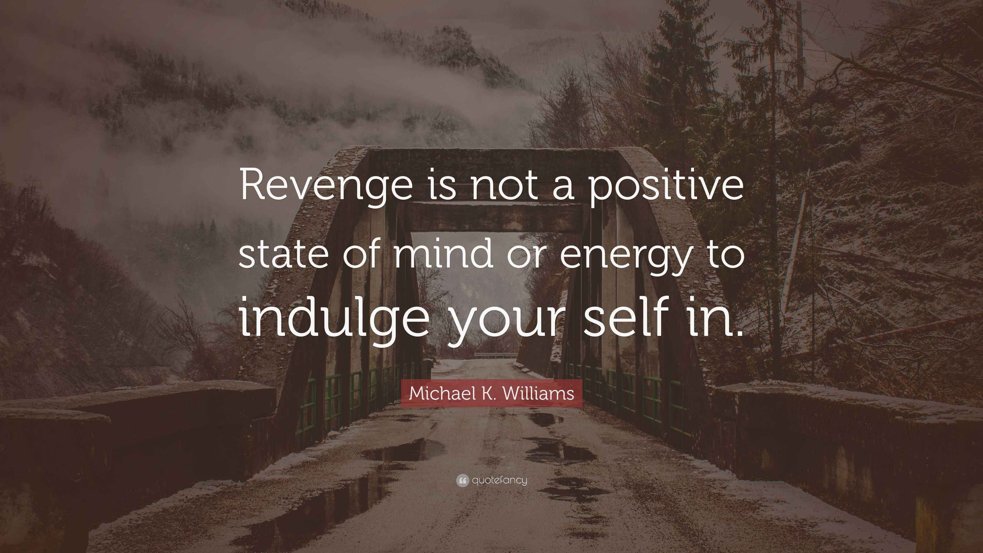 Michael K. Williams Quote: “Revenge is not a positive state of mind or ...