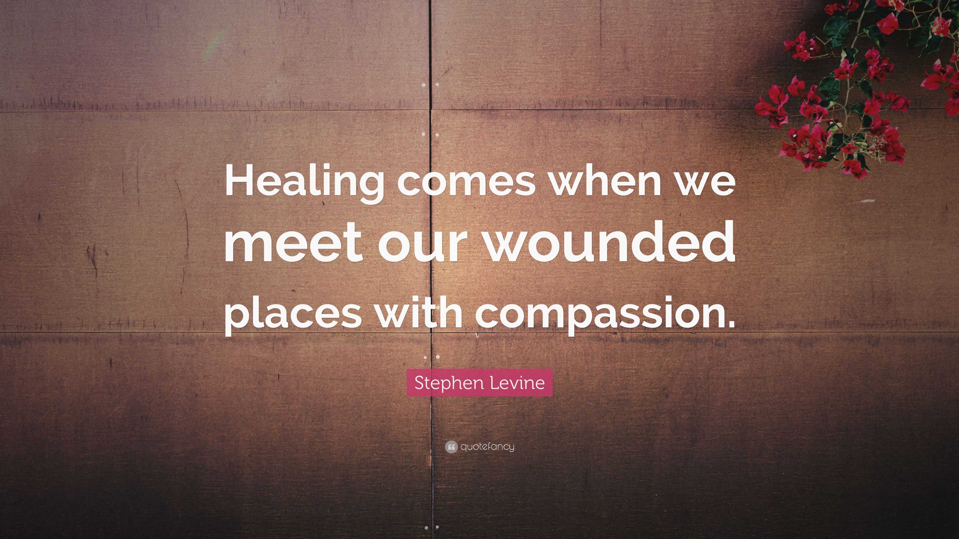 Stephen Levine Quote: “Healing comes when we meet our wounded places ...