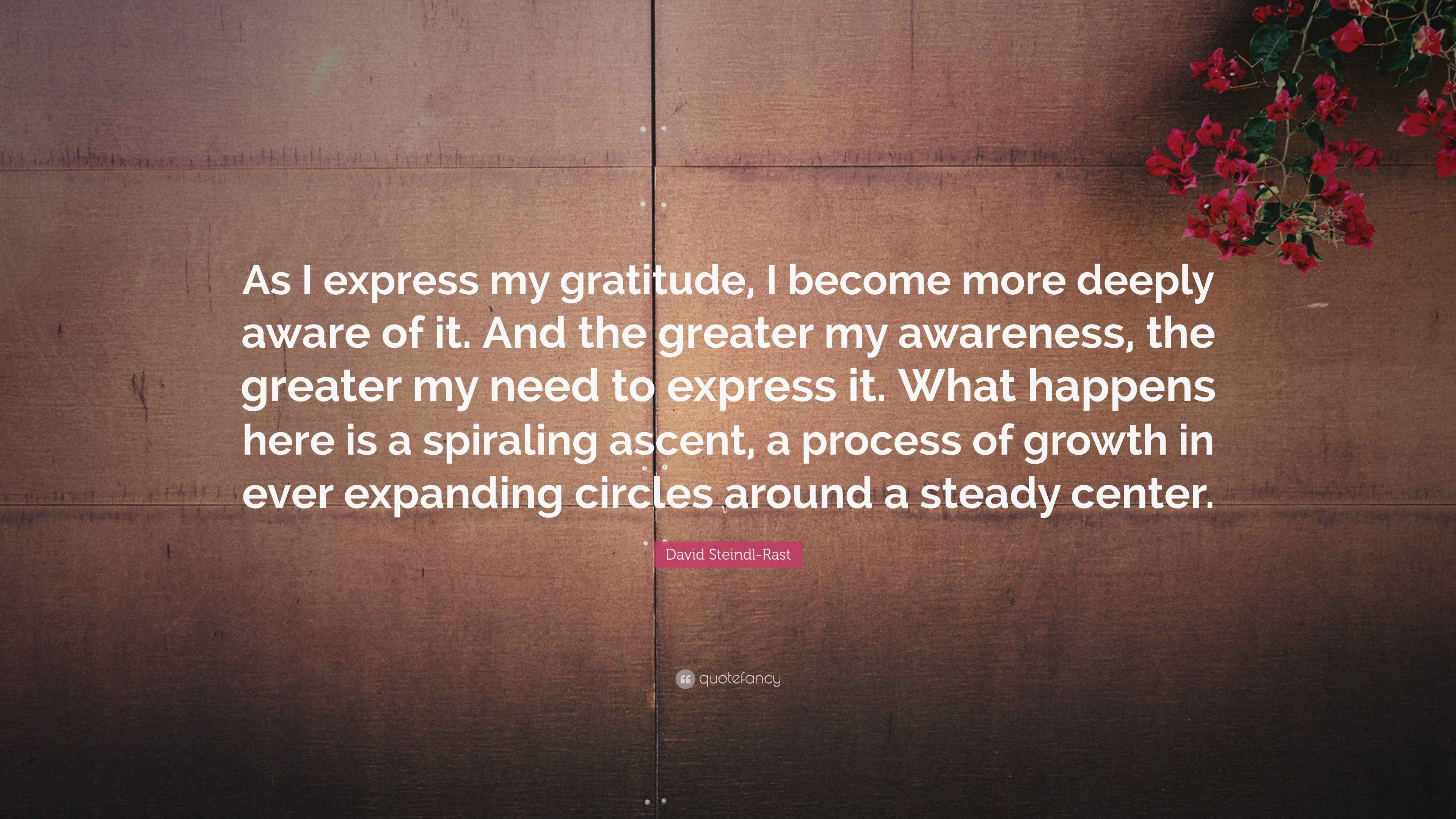 David Steindl-Rast Quote: “As I express my gratitude, I become more ...