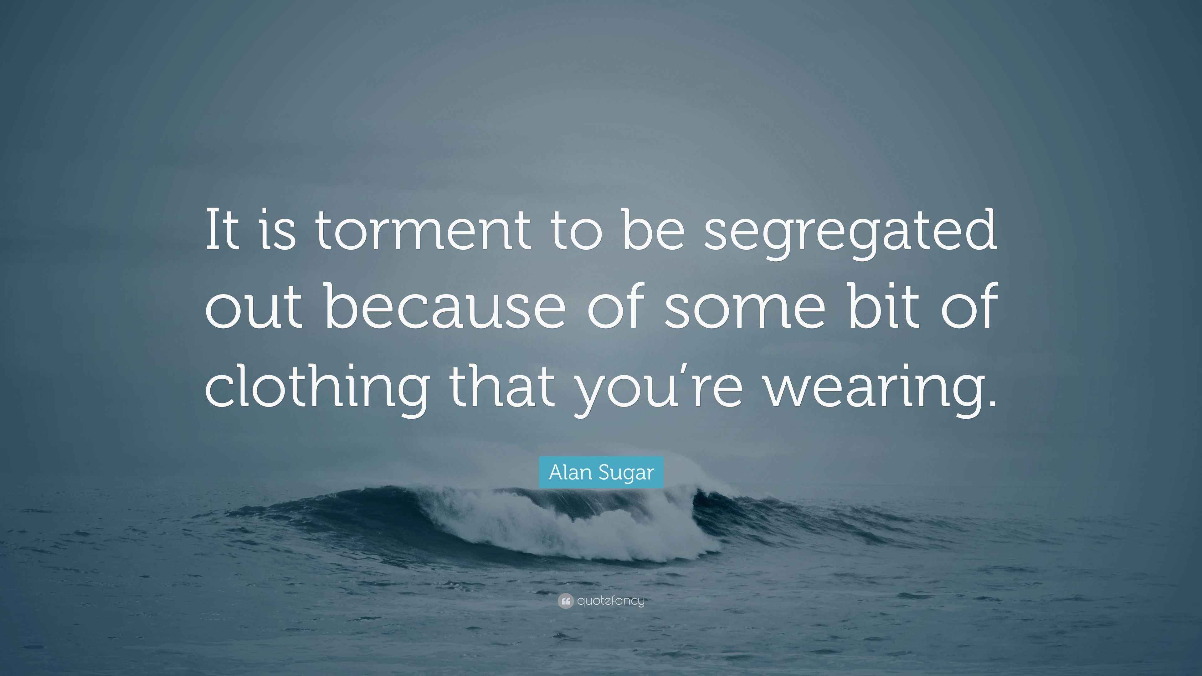 Alan Sugar Quote: “It is torment to be segregated out because of some ...