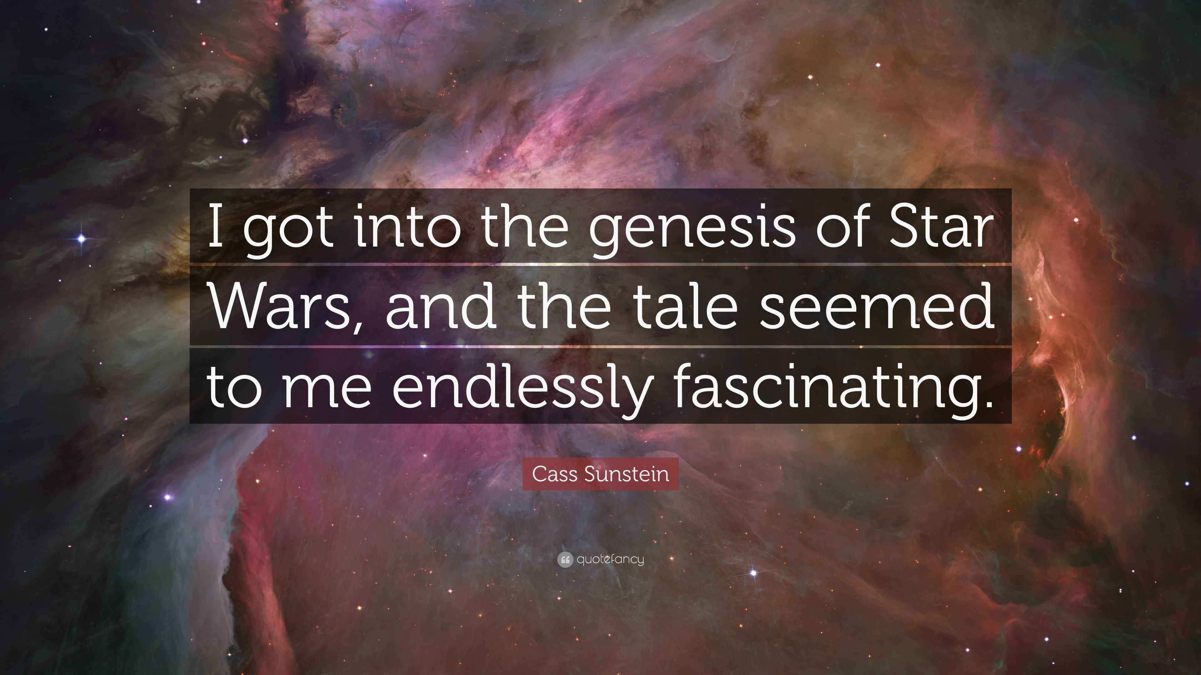 Cass Sunstein Quote: “I got into the genesis of Star Wars, and the tale ...