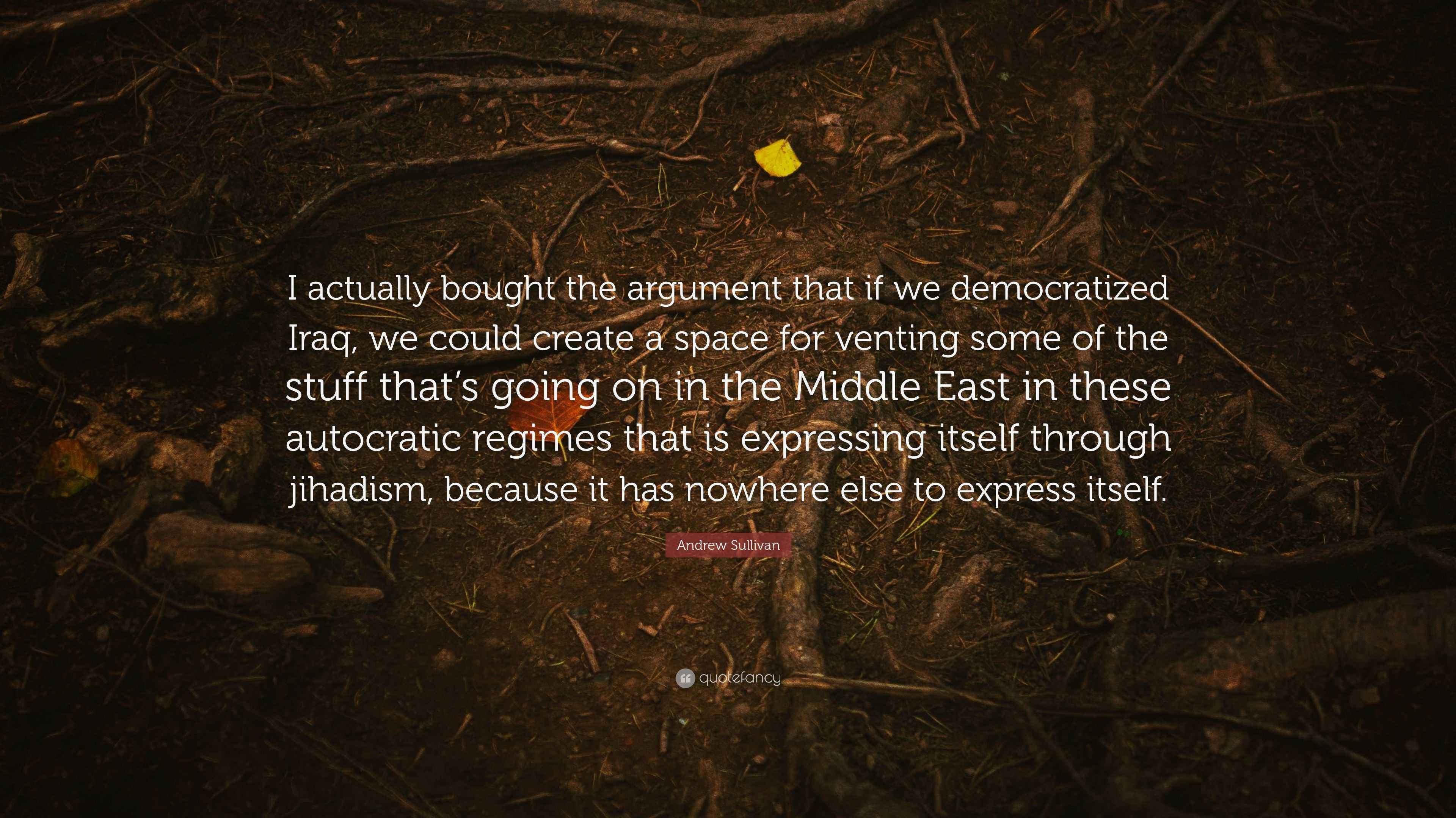 Andrew Sullivan Quote: “I actually bought the argument that if we ...
