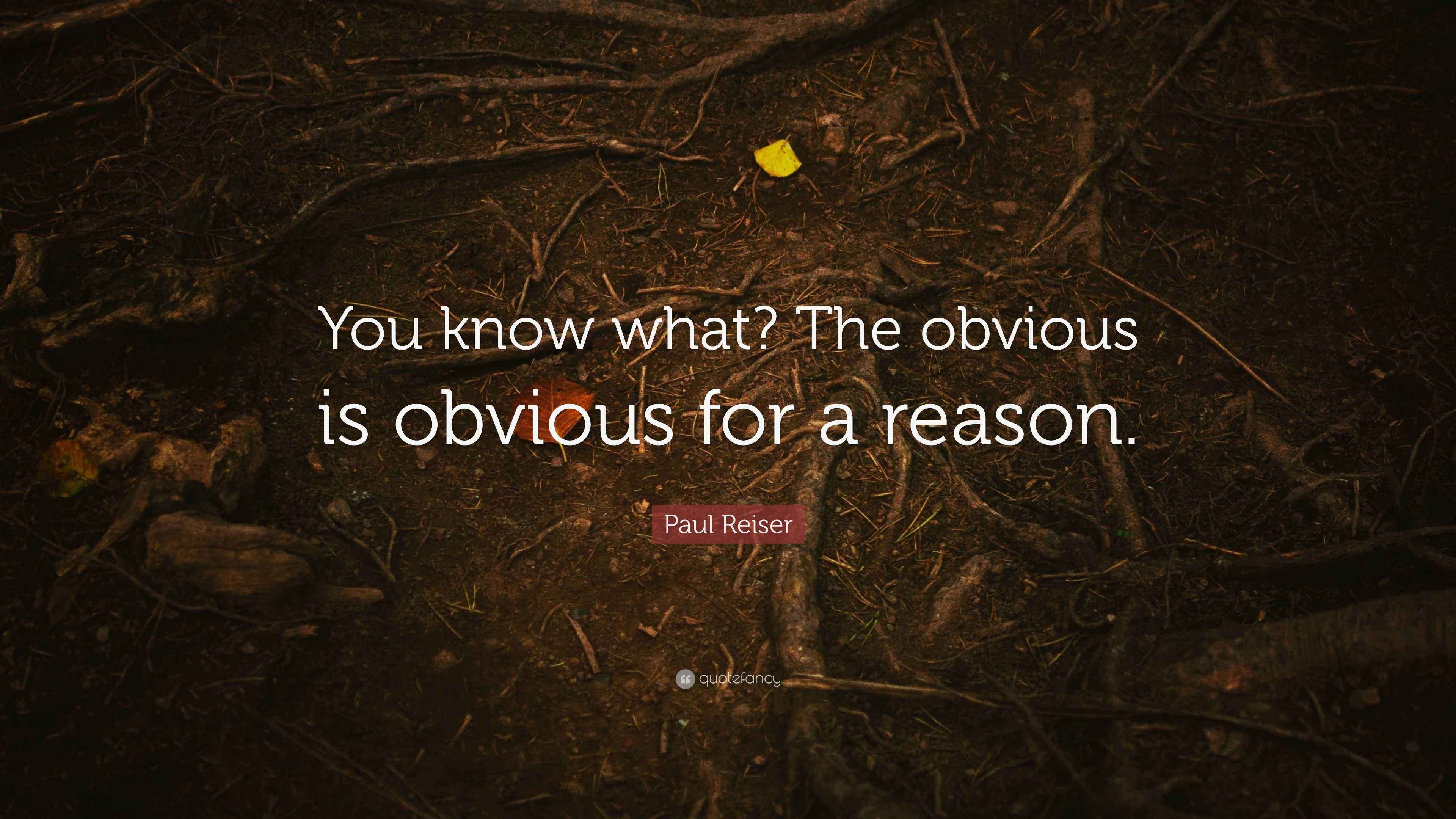 Paul Reiser Quote: “You know what? The obvious is obvious for a reason.”