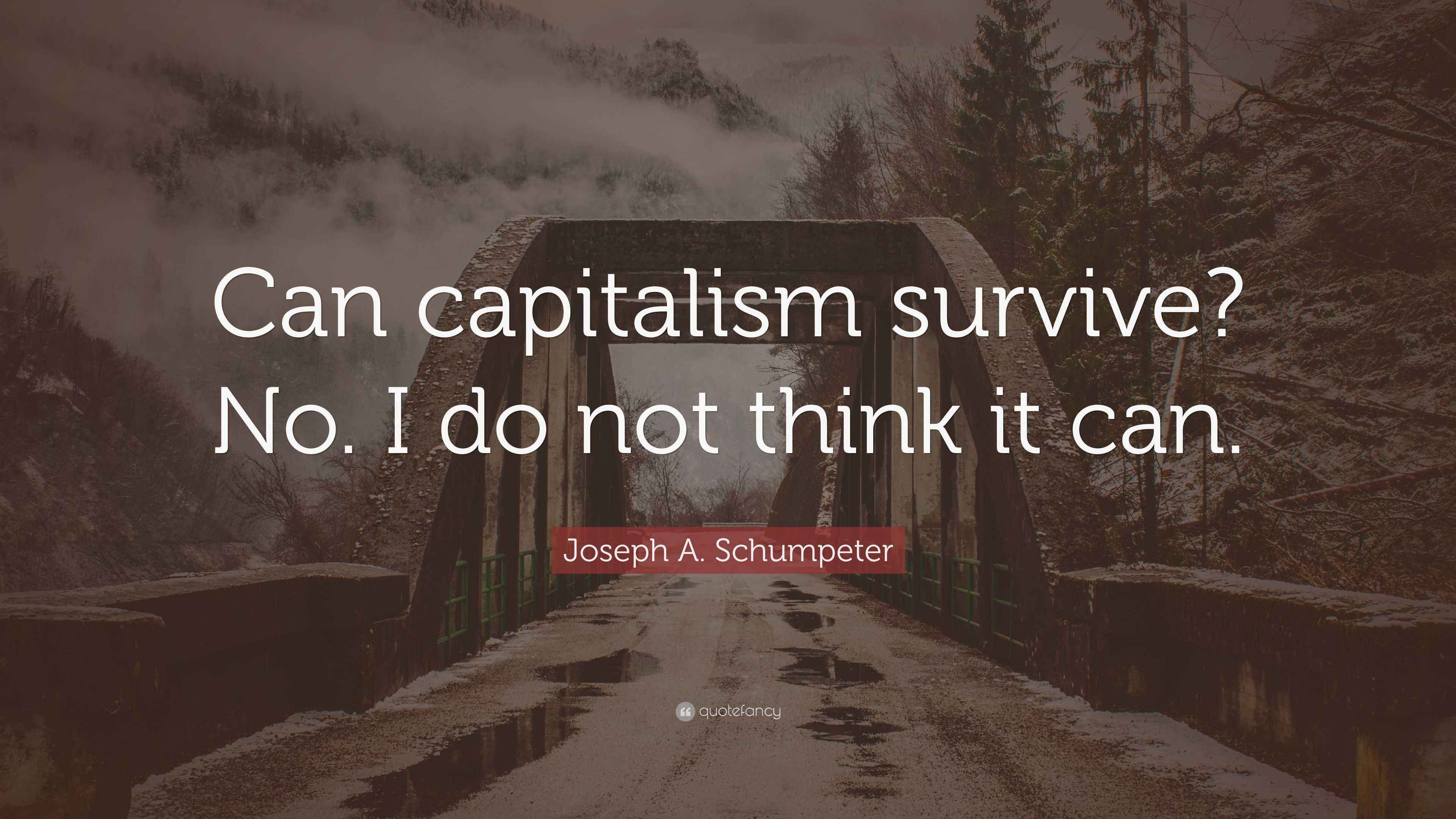 Joseph A. Schumpeter Quote: “Can capitalism survive? No. I do not think ...