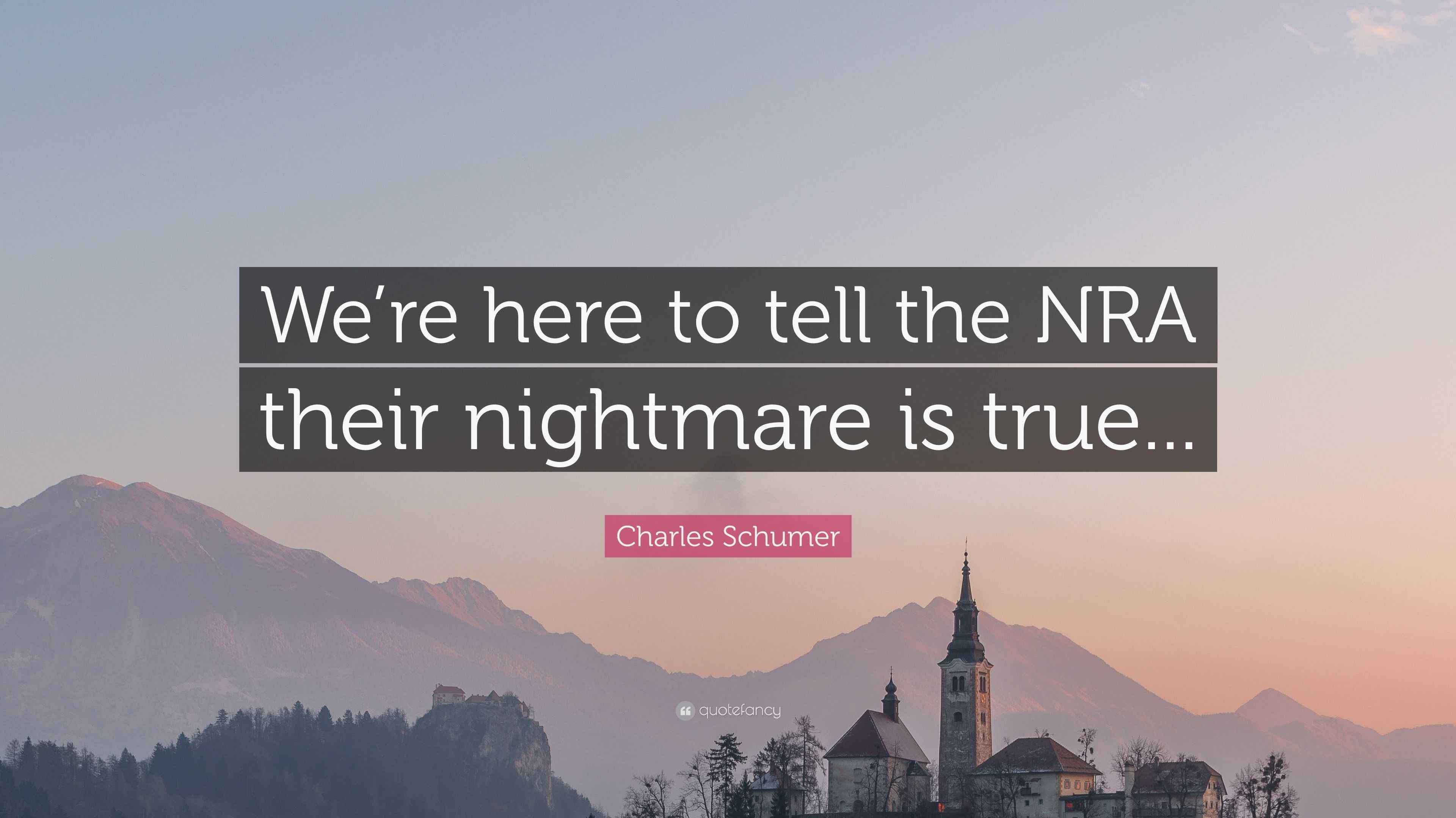 Charles Schumer Quote: “We’re here to tell the NRA their nightmare is ...