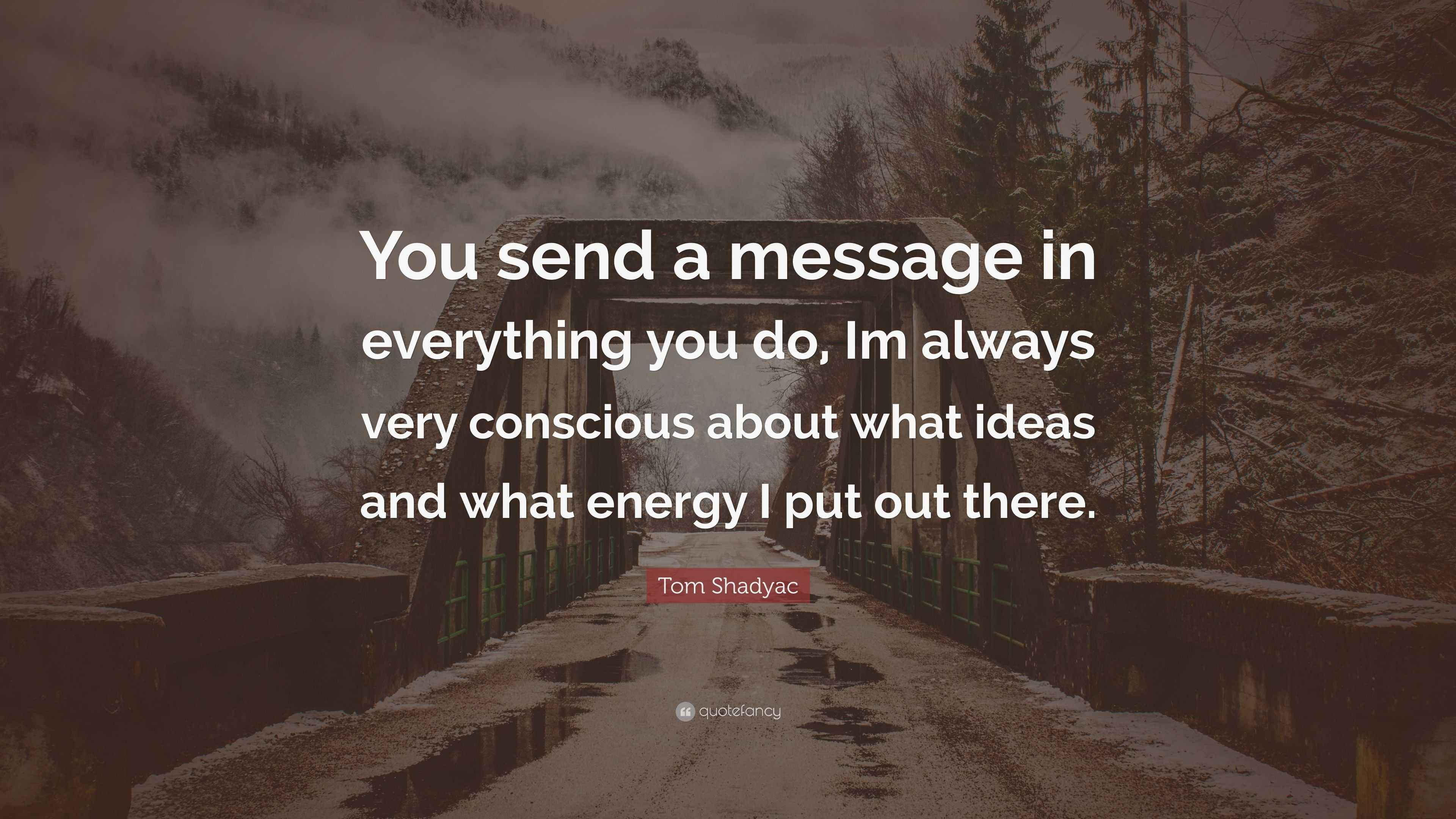 Tom Shadyac Quote: “You send a message in everything you do, Im always ...