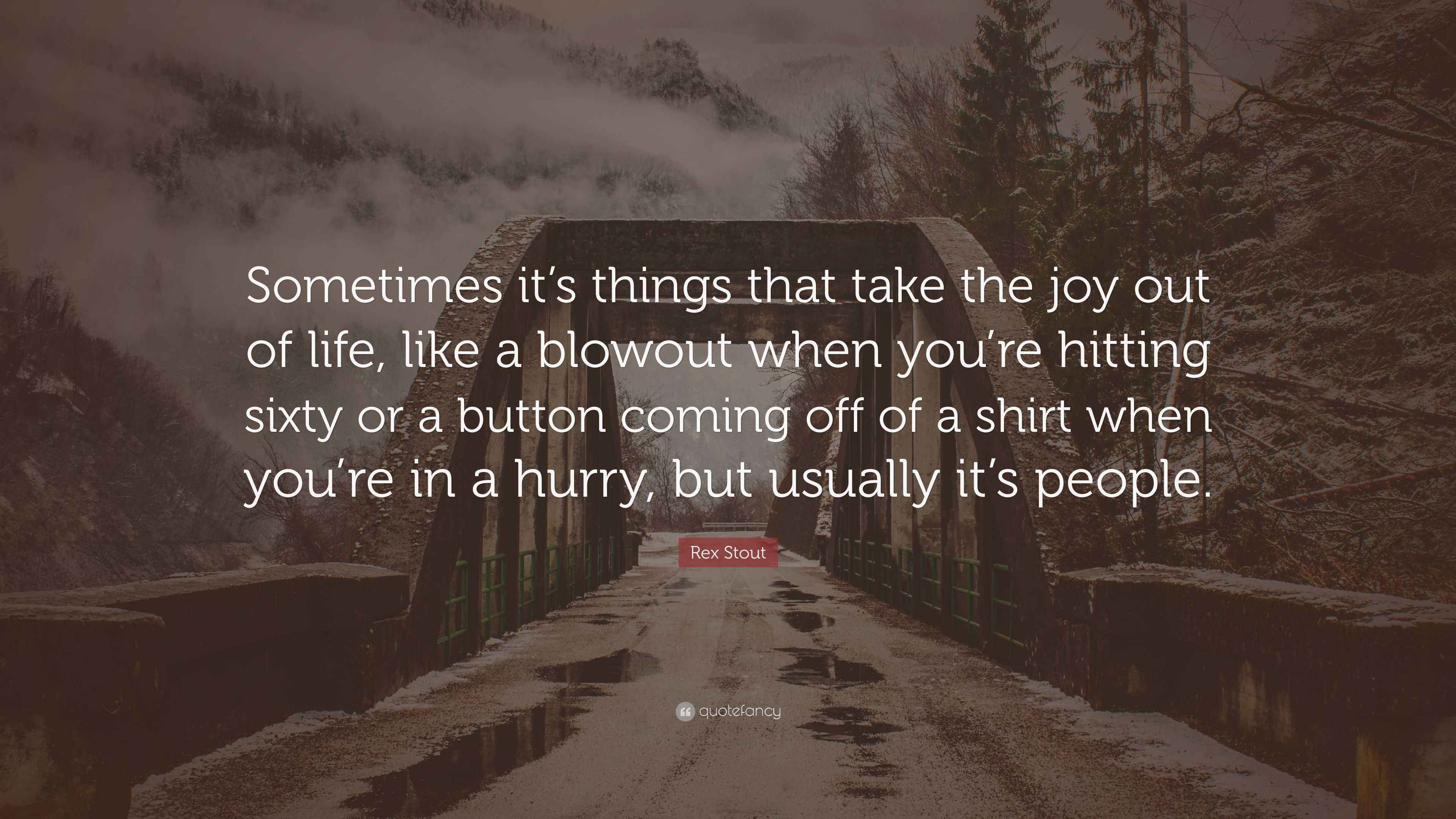 Rex Stout Quote: “Sometimes it’s things that take the joy out of life ...