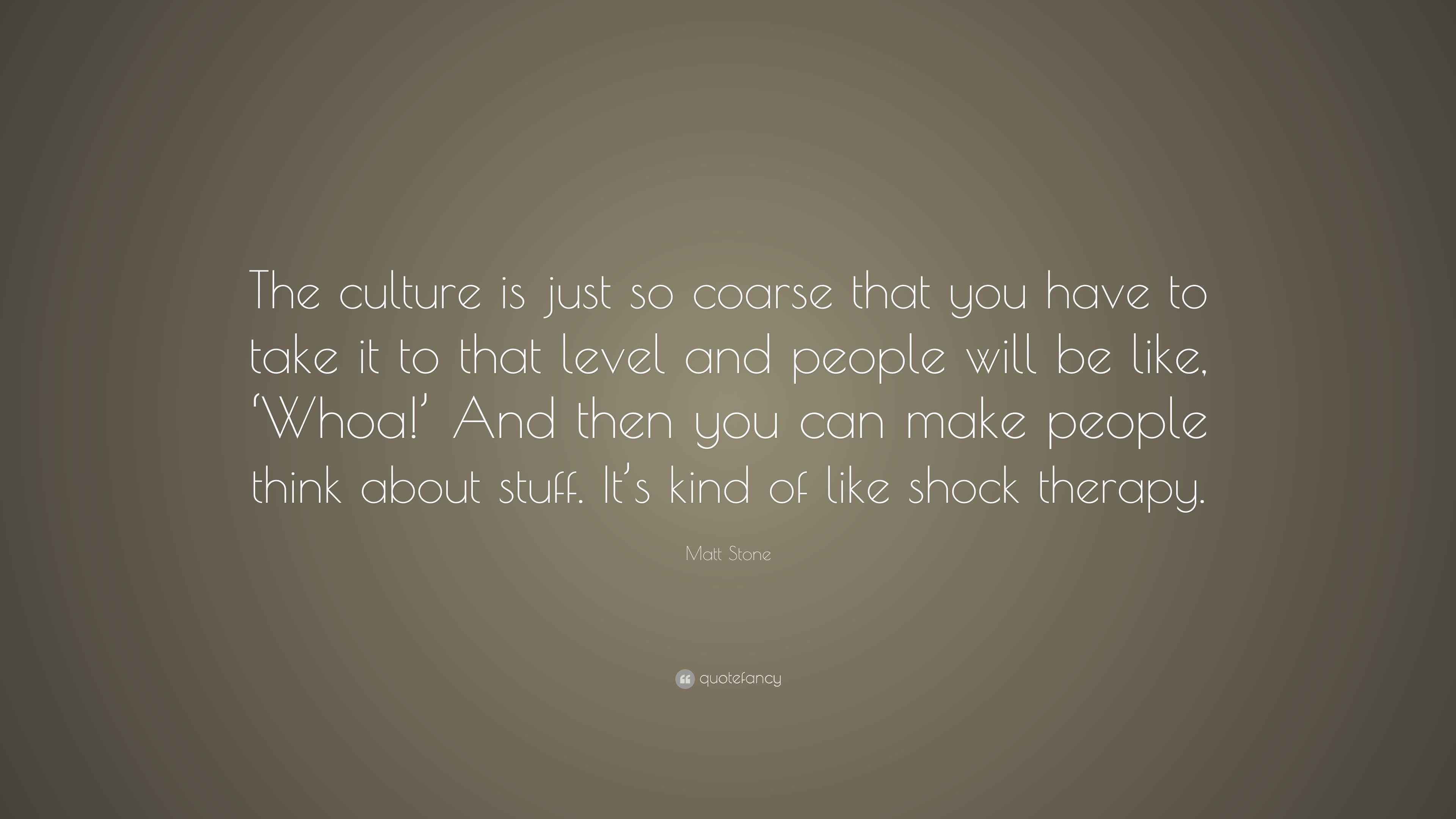 Matt Stone Quote: “The culture is just so coarse that you have to take ...