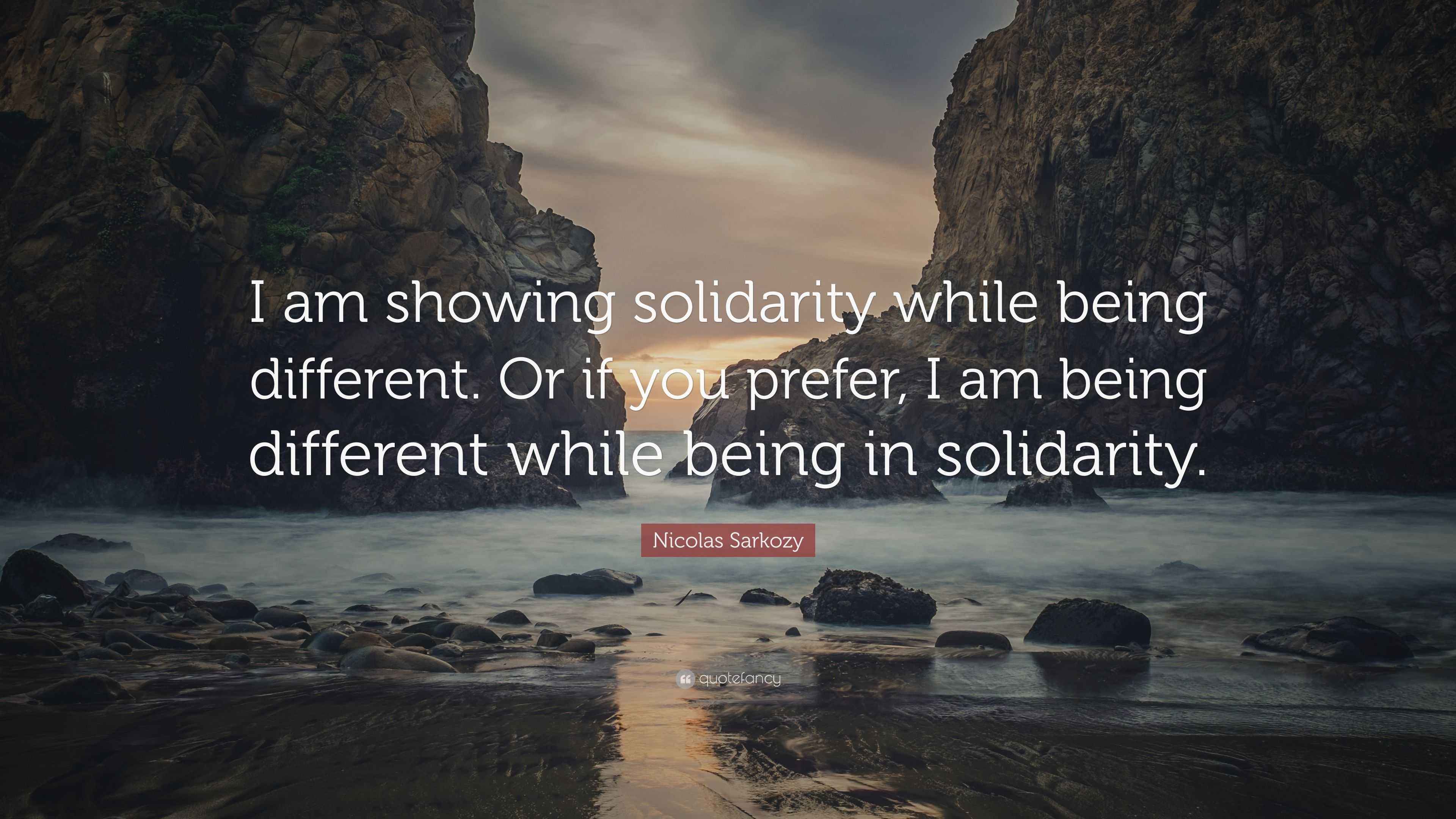 Nicolas Sarkozy Quote: “I am showing solidarity while being different ...