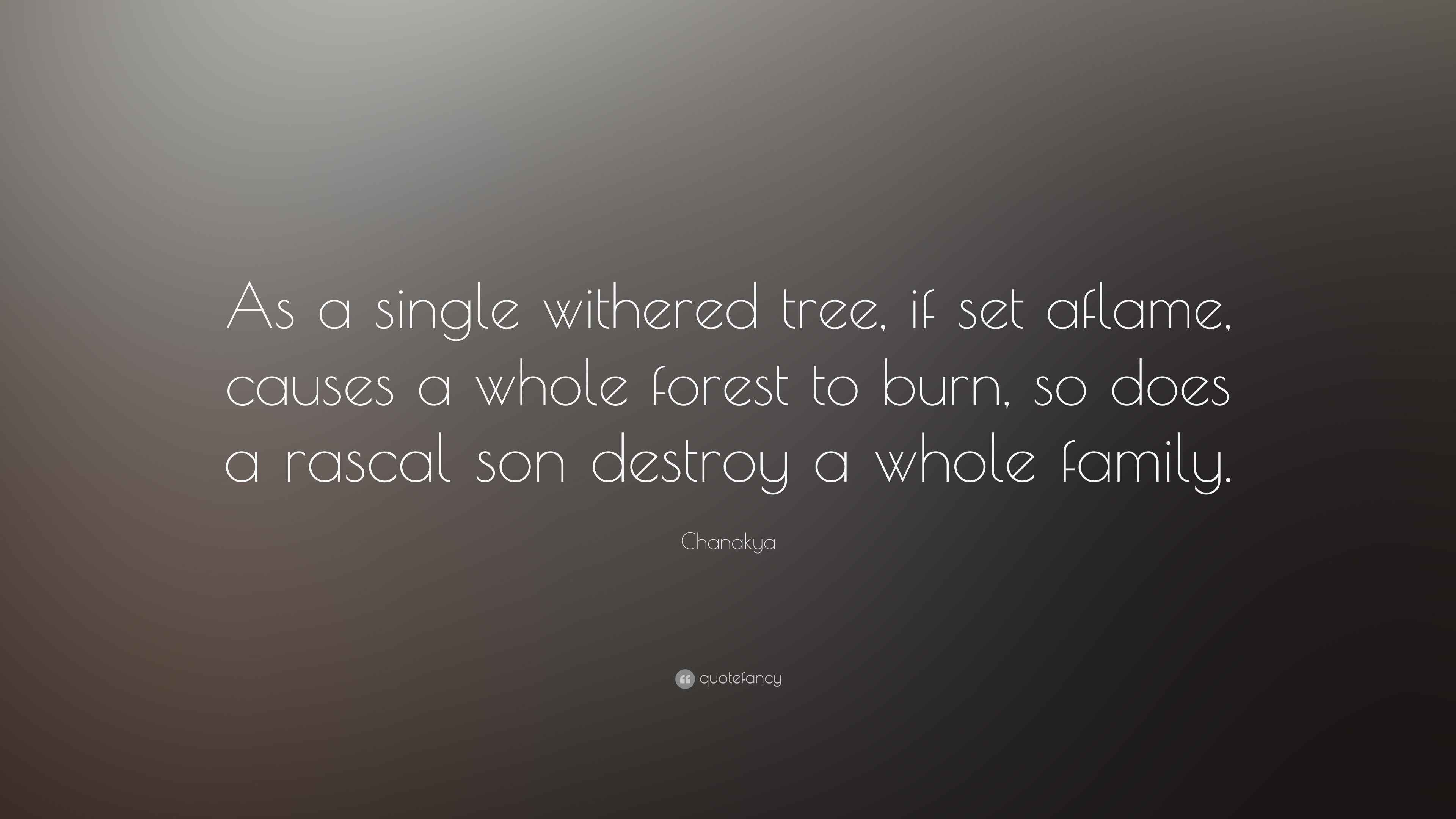 Chanakya Quote: “As a single withered tree, if set aflame, causes a ...