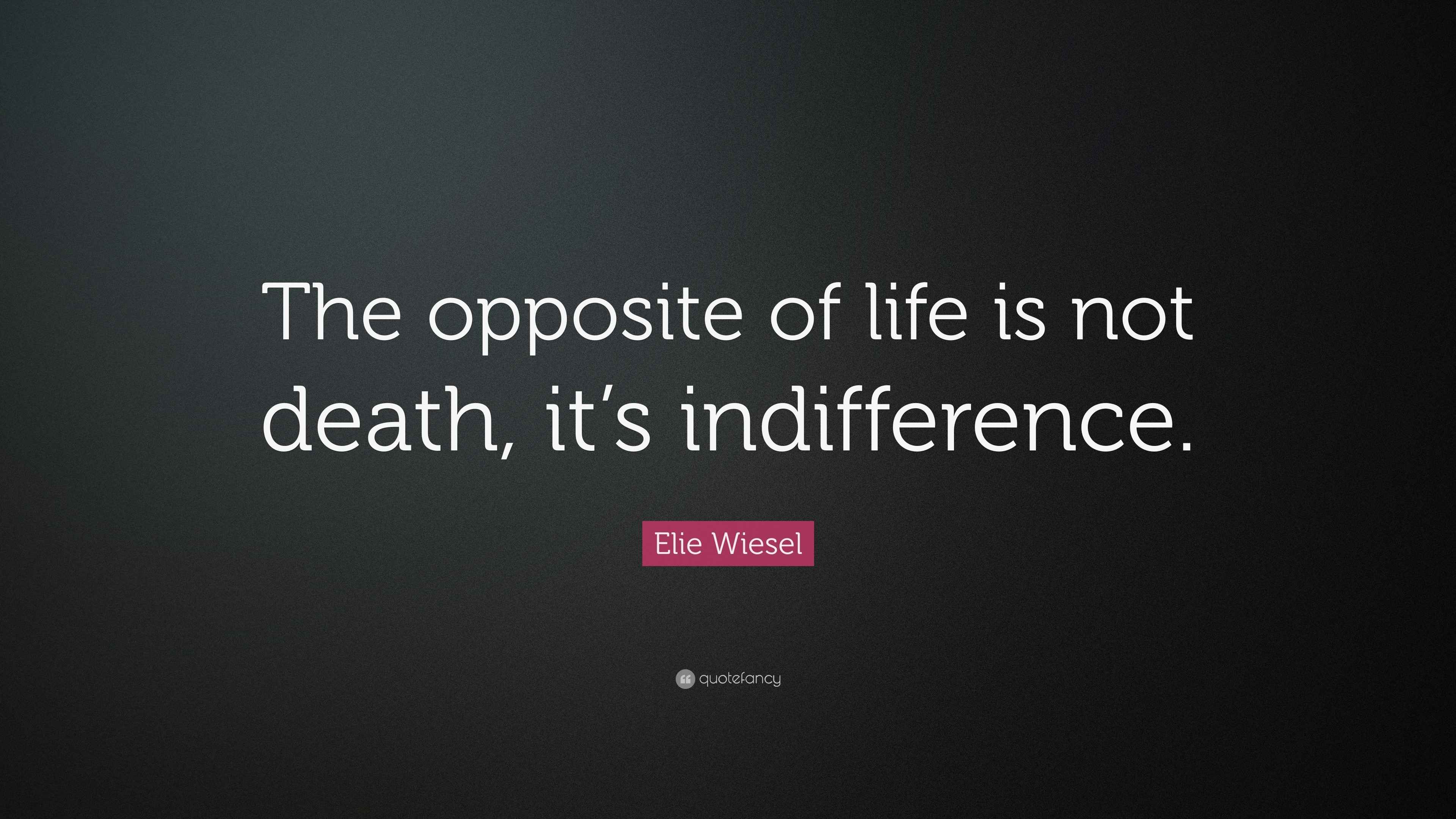 Elie Wiesel Quote: “The opposite of life is not death, it’s indifference.”
