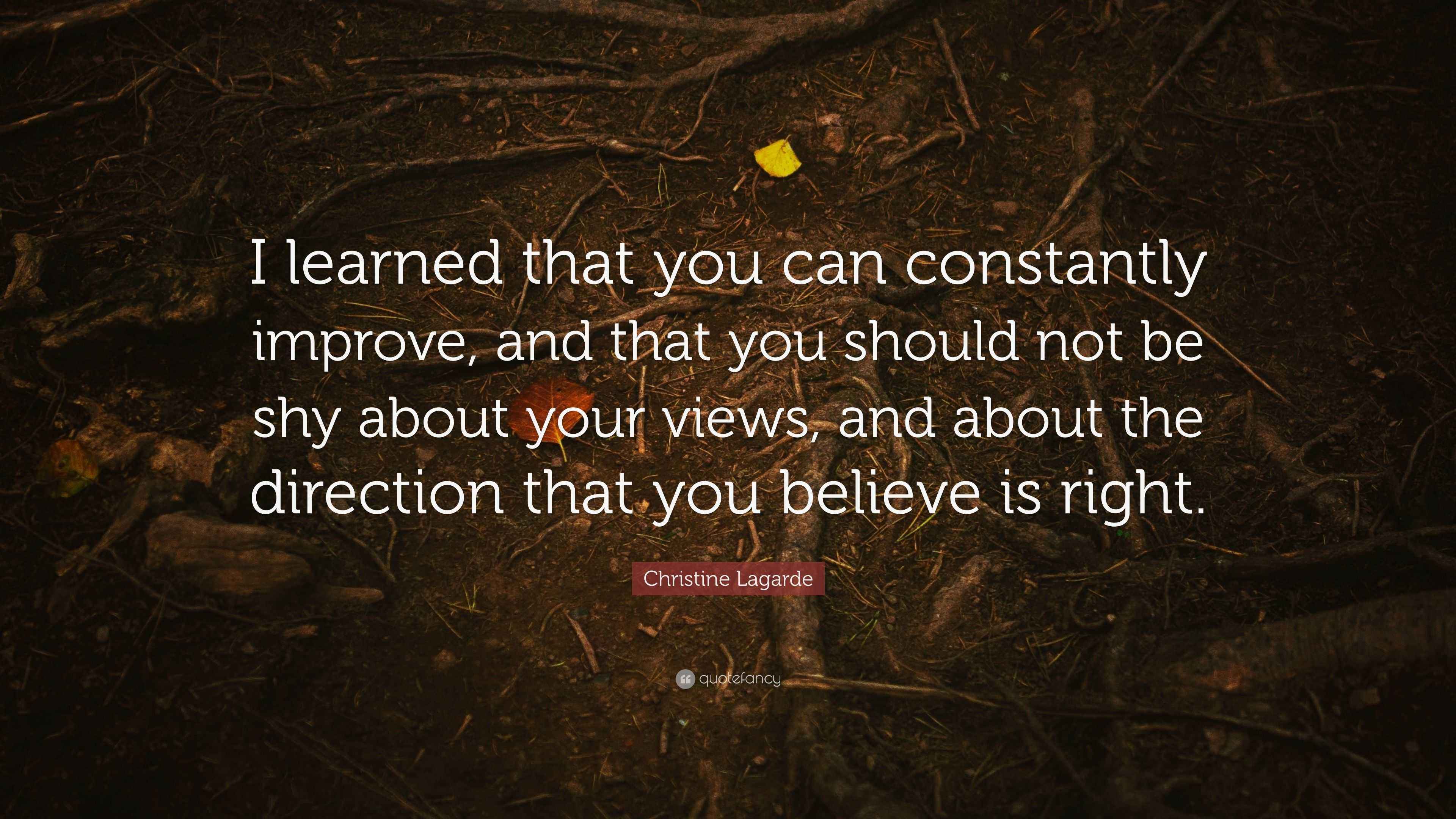 Christine Lagarde Quote: “I learned that you can constantly improve ...