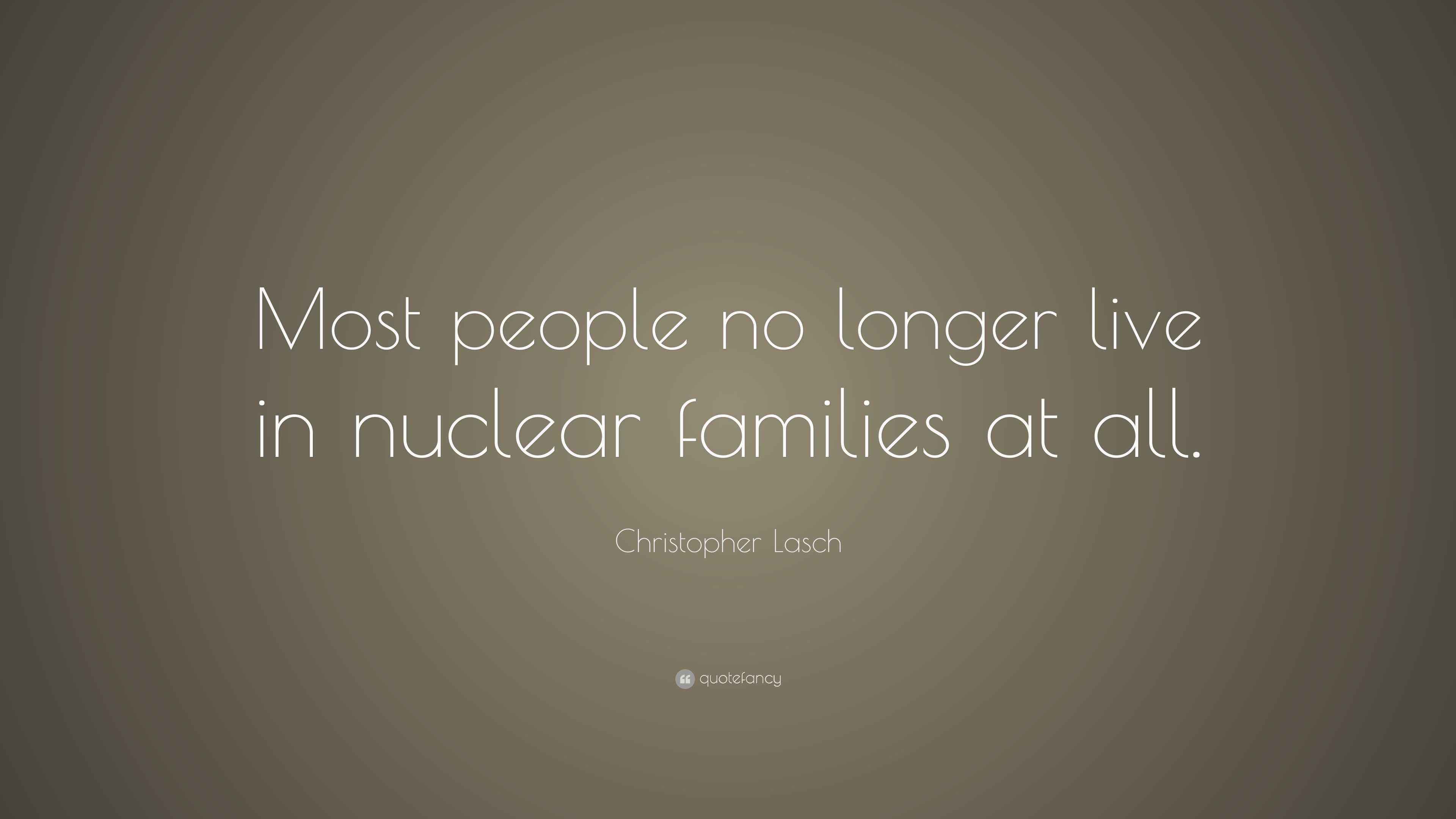 Christopher Lasch Quote: “Most people no longer live in nuclear ...