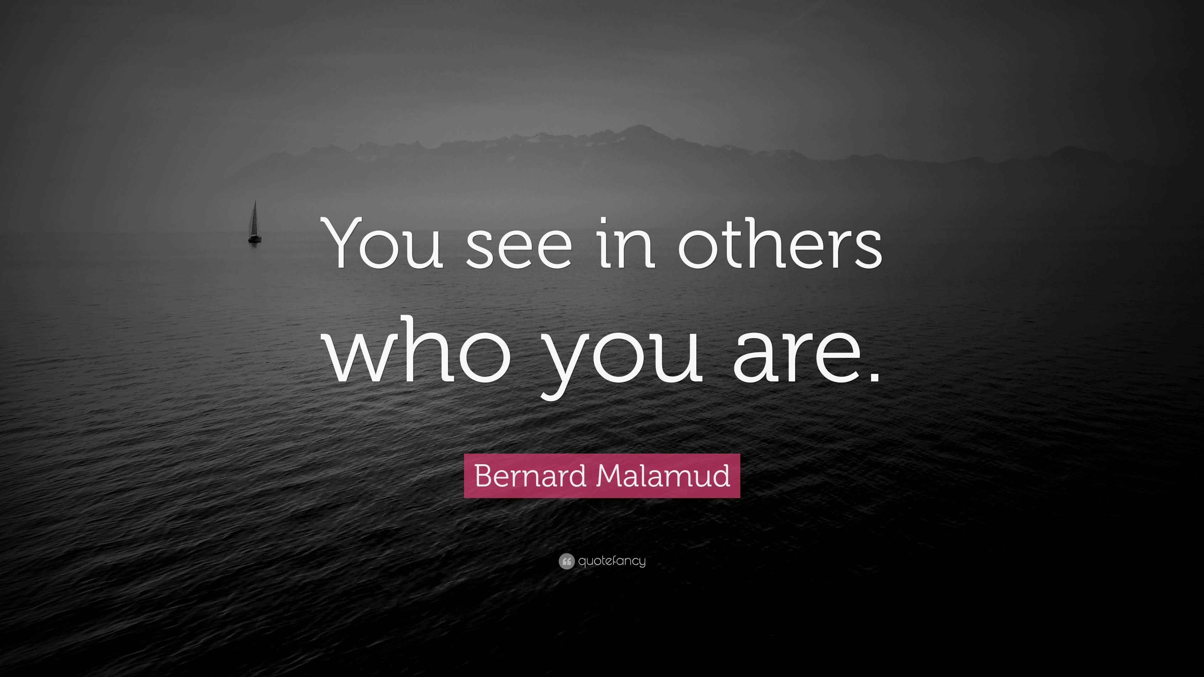 Bernard Malamud Quote: “You see in others who you are.”