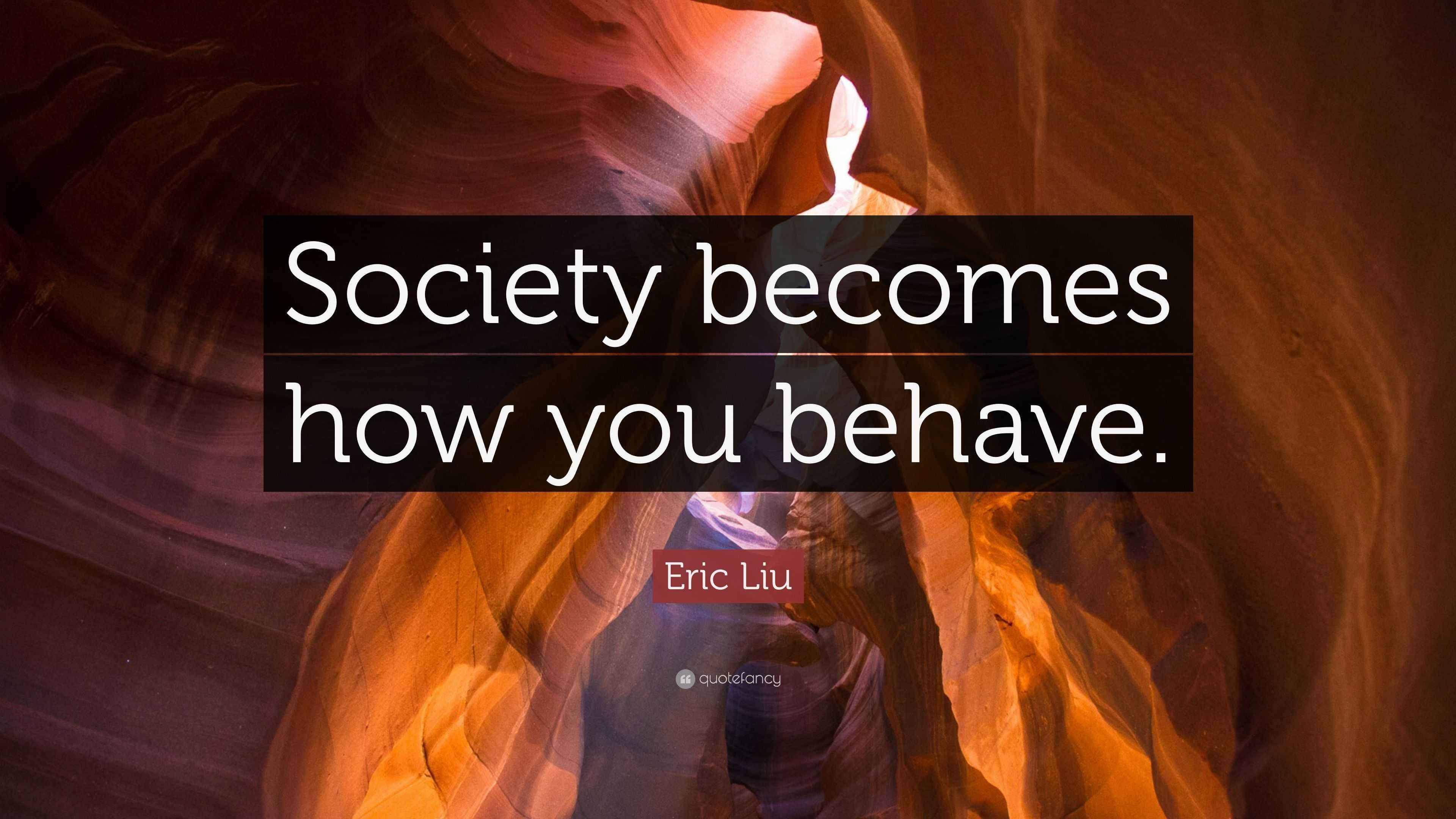 Eric Liu Quote: “Society becomes how you behave.”