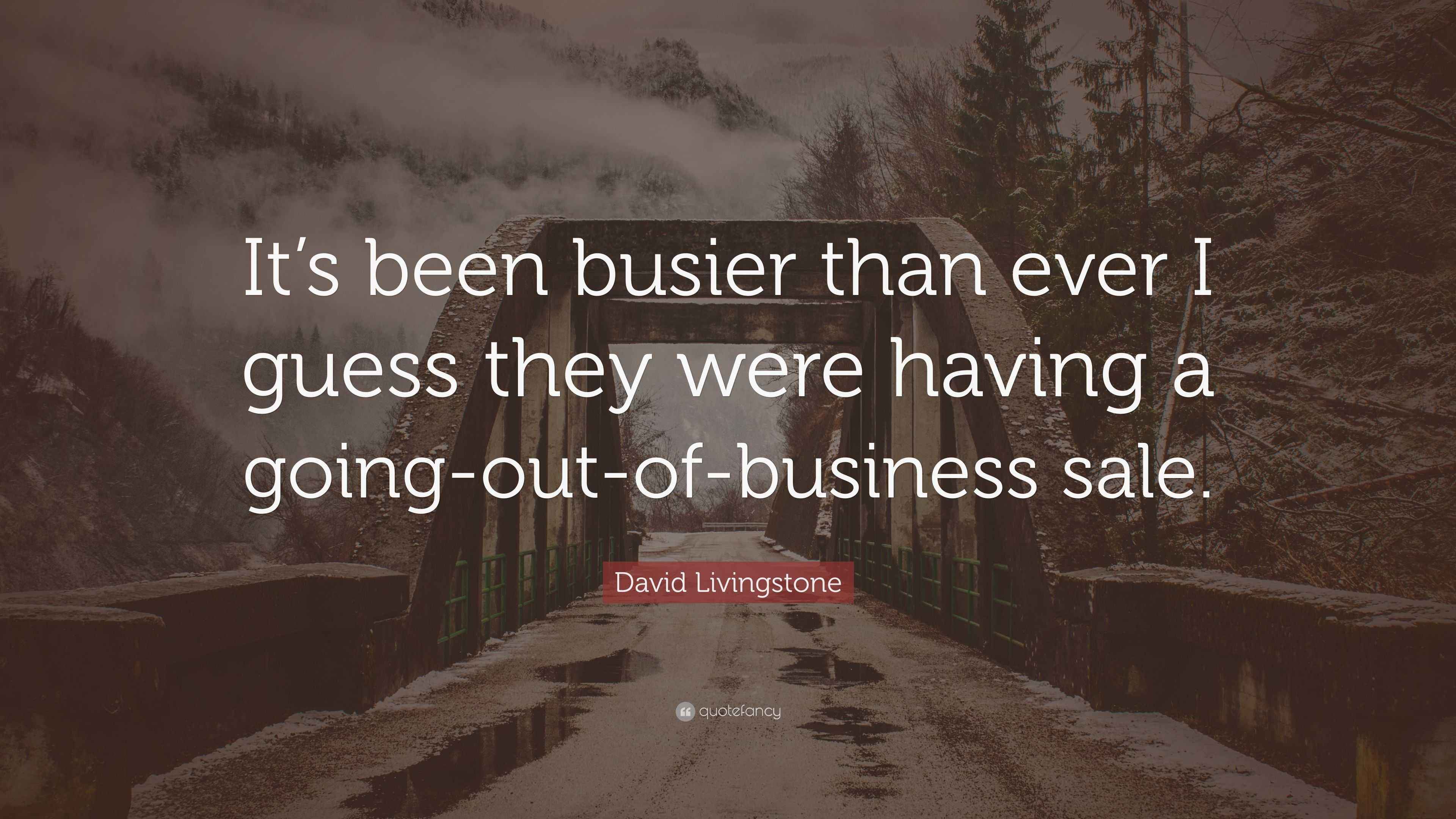 David Livingstone Quote: “It’s been busier than ever I guess they were ...
