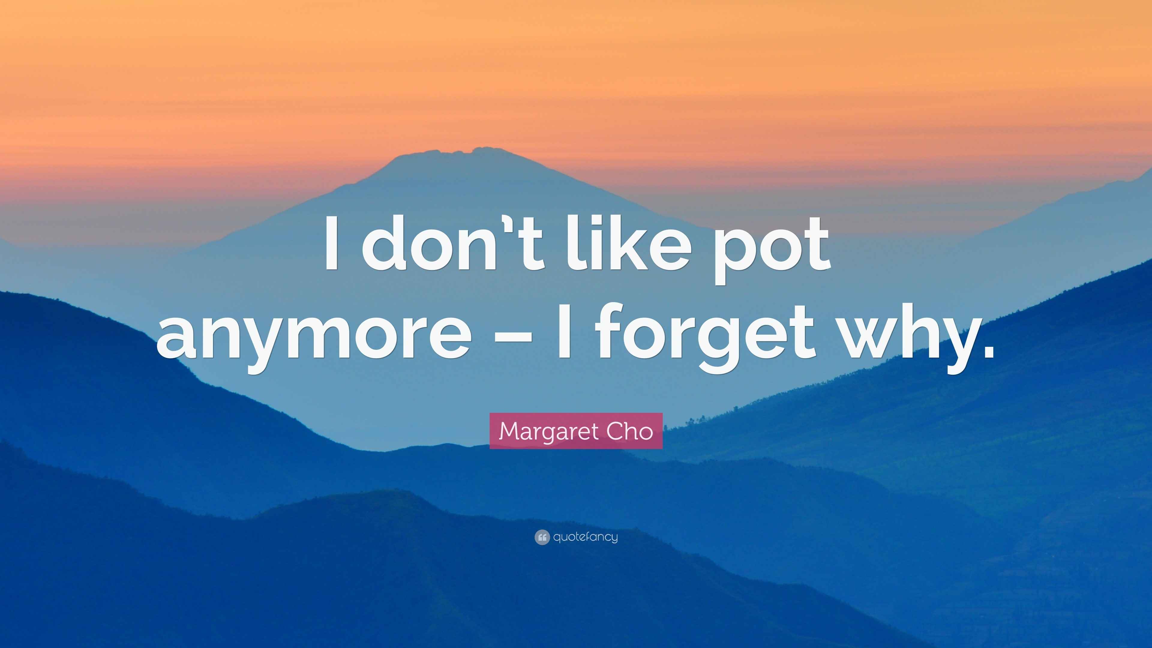 Margaret Cho Quote: “I don’t like pot anymore – I forget why.”