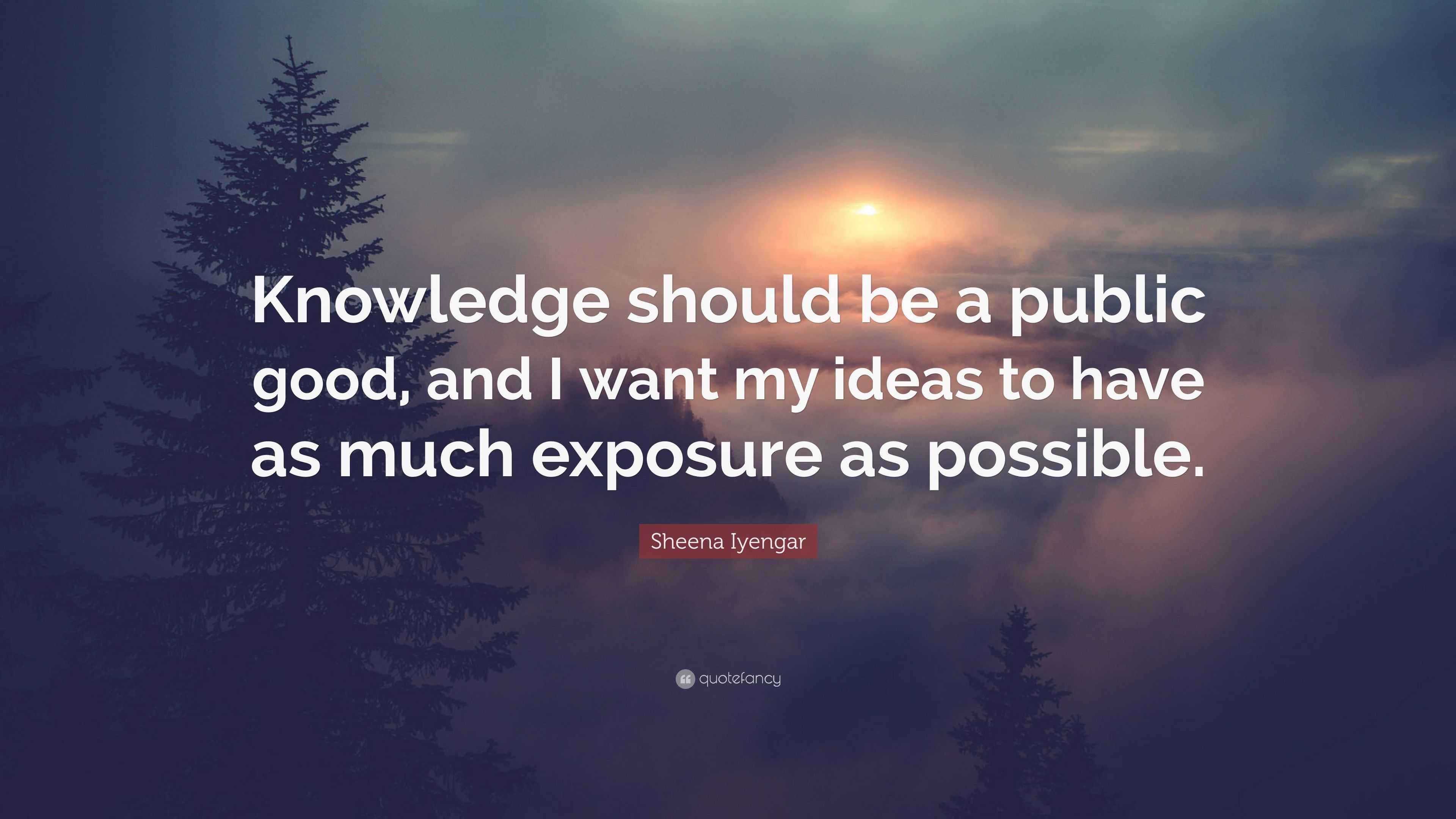 Sheena Iyengar Quote: “Knowledge should be a public good, and I want my ...