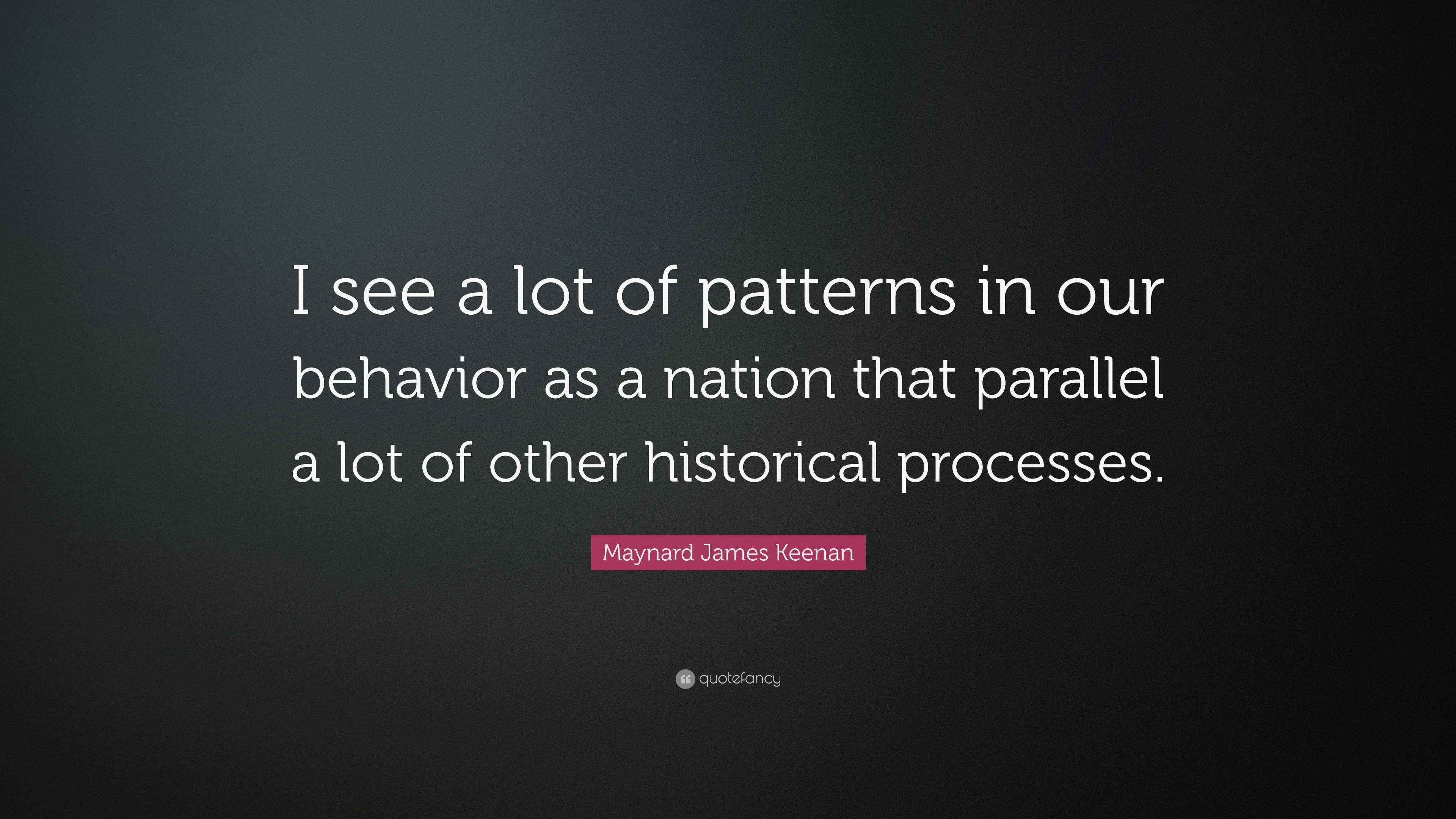 Maynard James Keenan Quote: “I see a lot of patterns in our behavior as ...