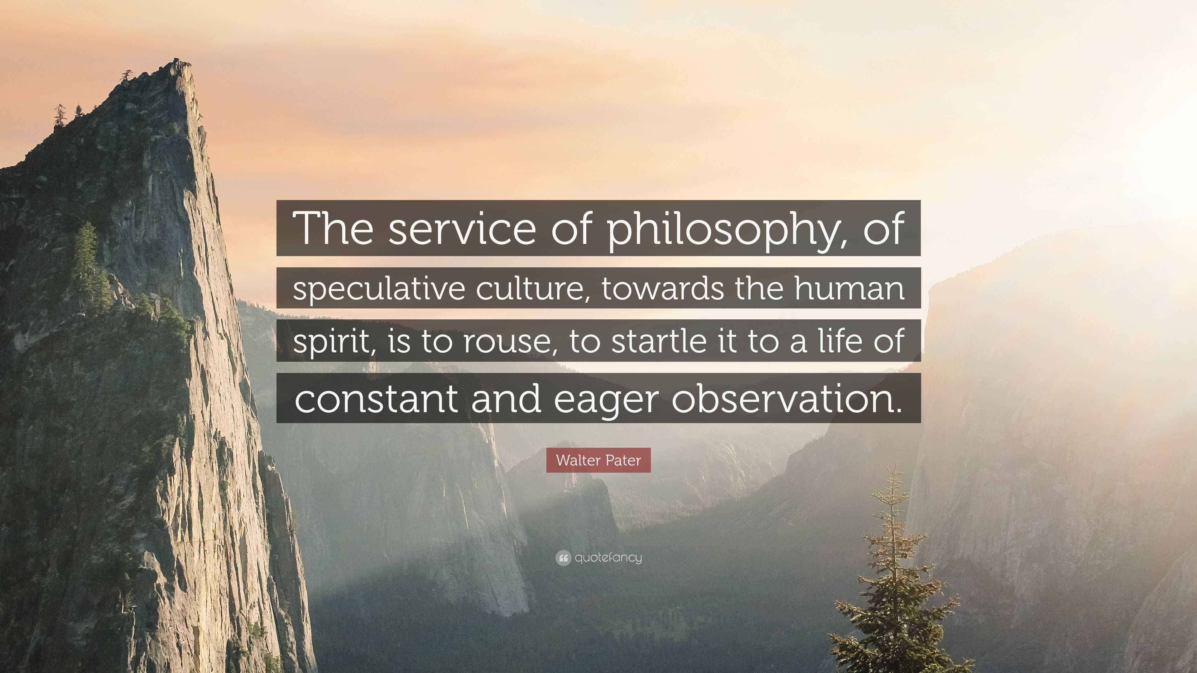Walter Pater Quote: “The service of philosophy, of speculative culture ...