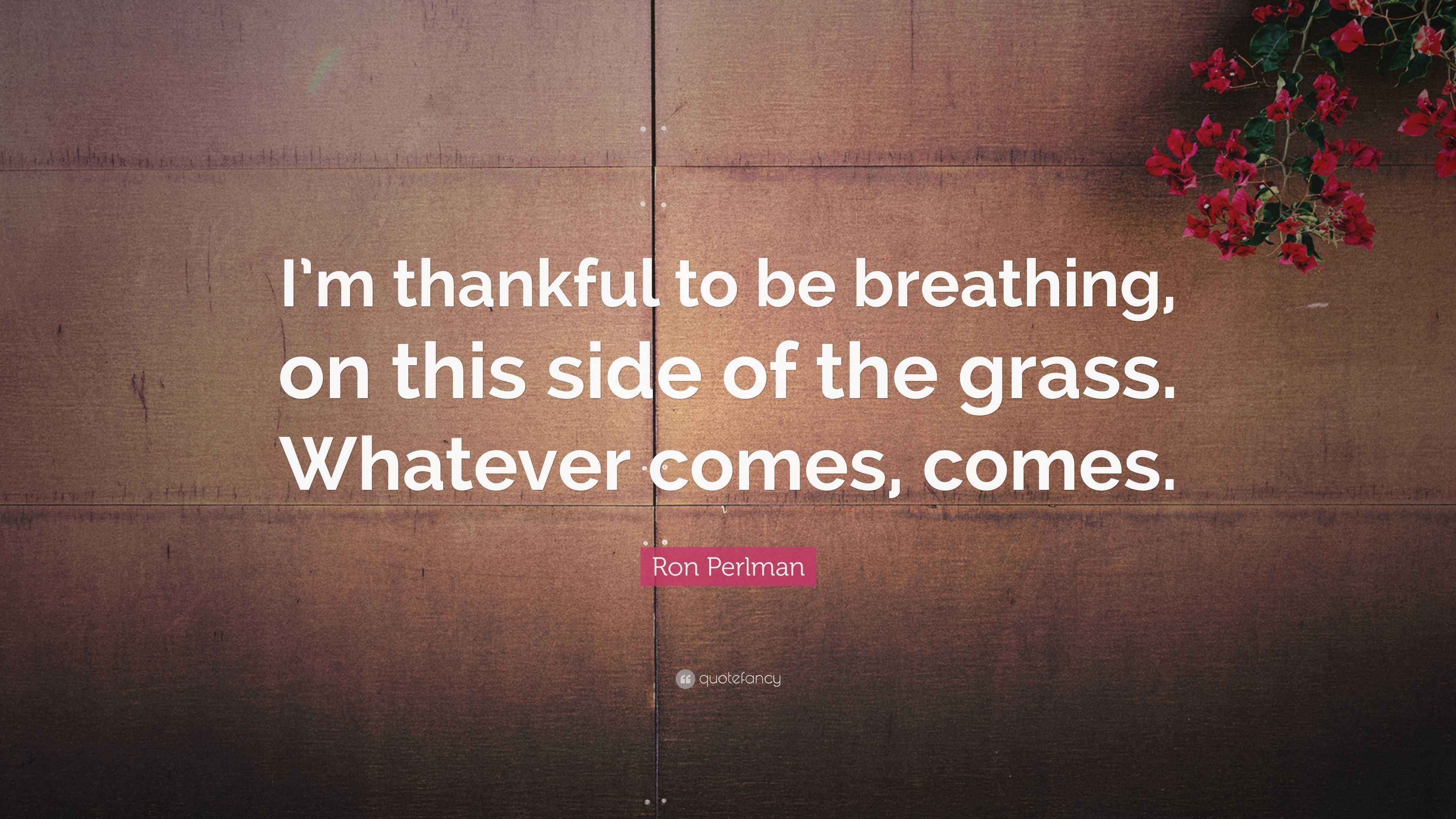 Ron Perlman Quote: “I’m thankful to be breathing, on this side of the ...