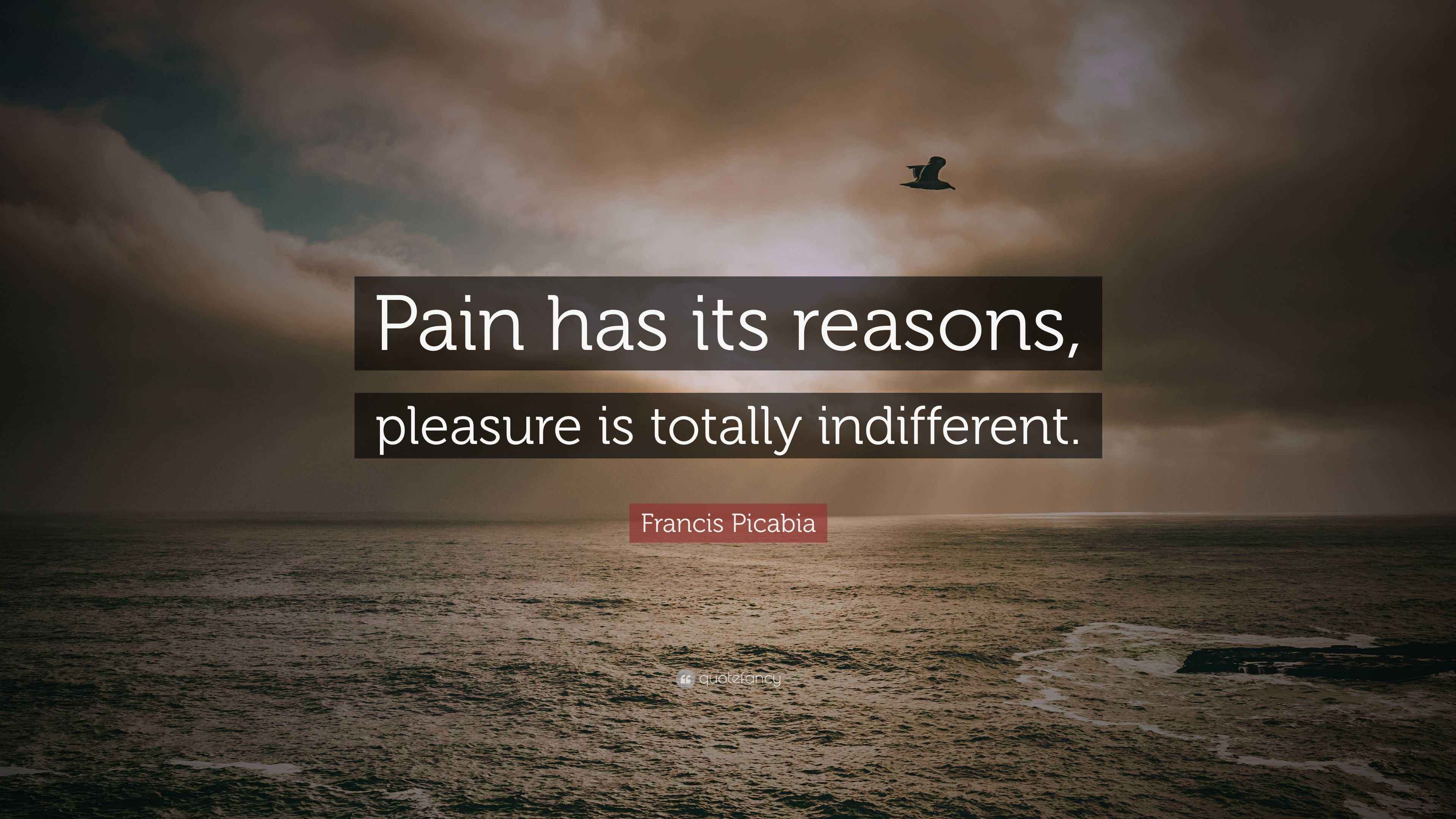 Francis Picabia Quote: “Pain has its reasons, pleasure is totally ...