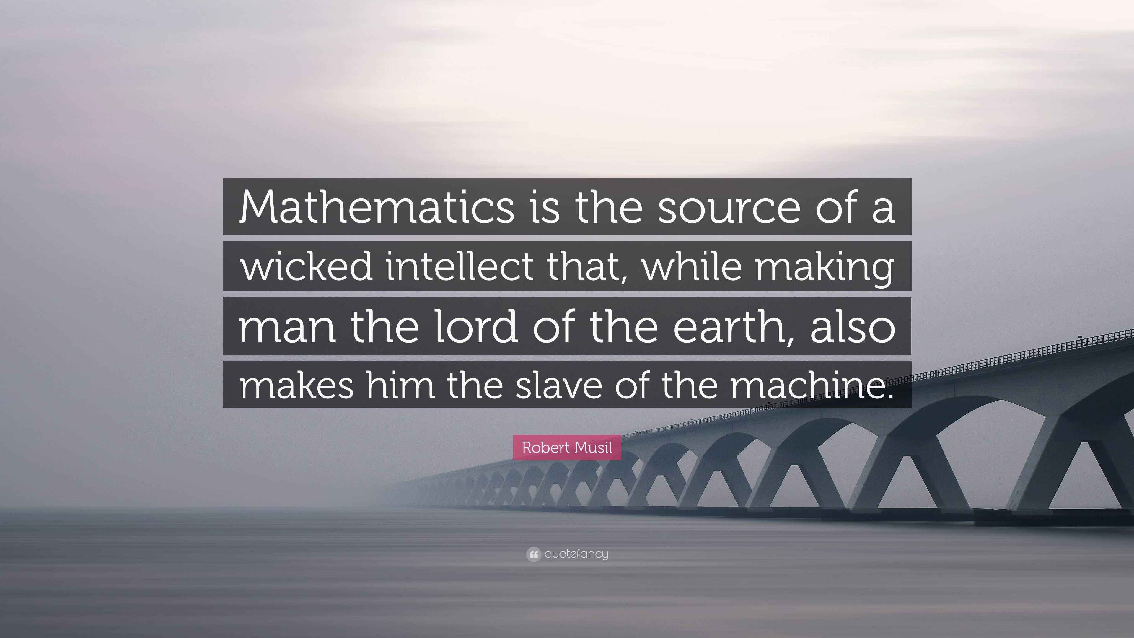 Robert Musil Quote: “Mathematics is the source of a wicked intellect ...
