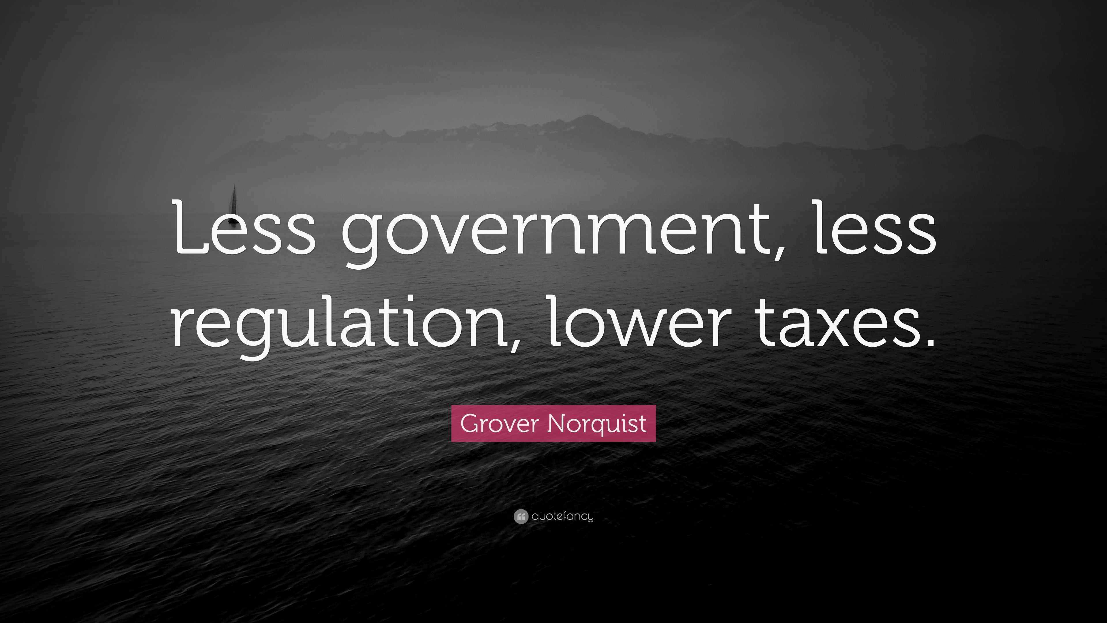 Grover Norquist Quote: “Less government, less regulation, lower taxes.”