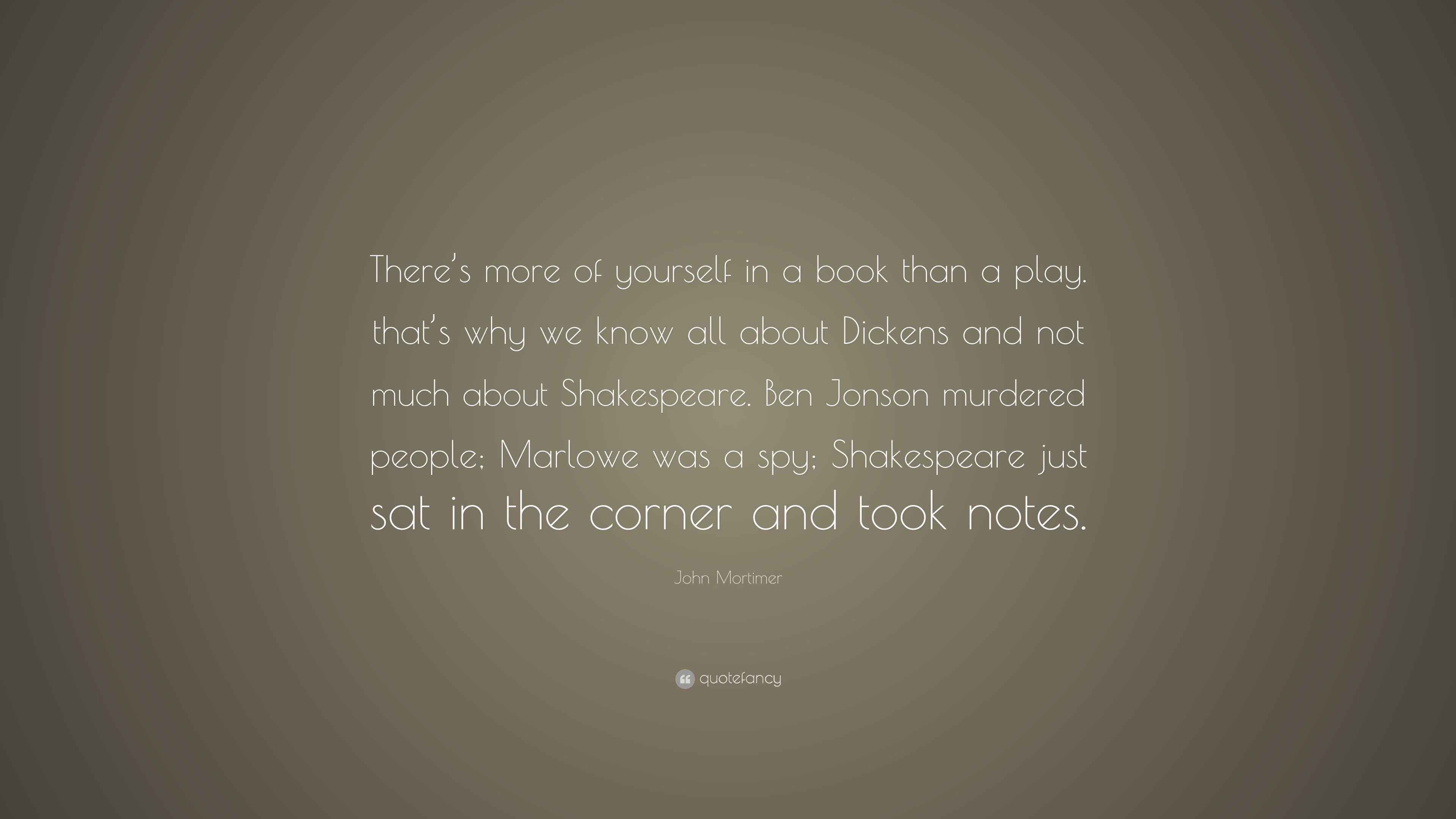 John Mortimer Quote: “There’s more of yourself in a book than a play ...
