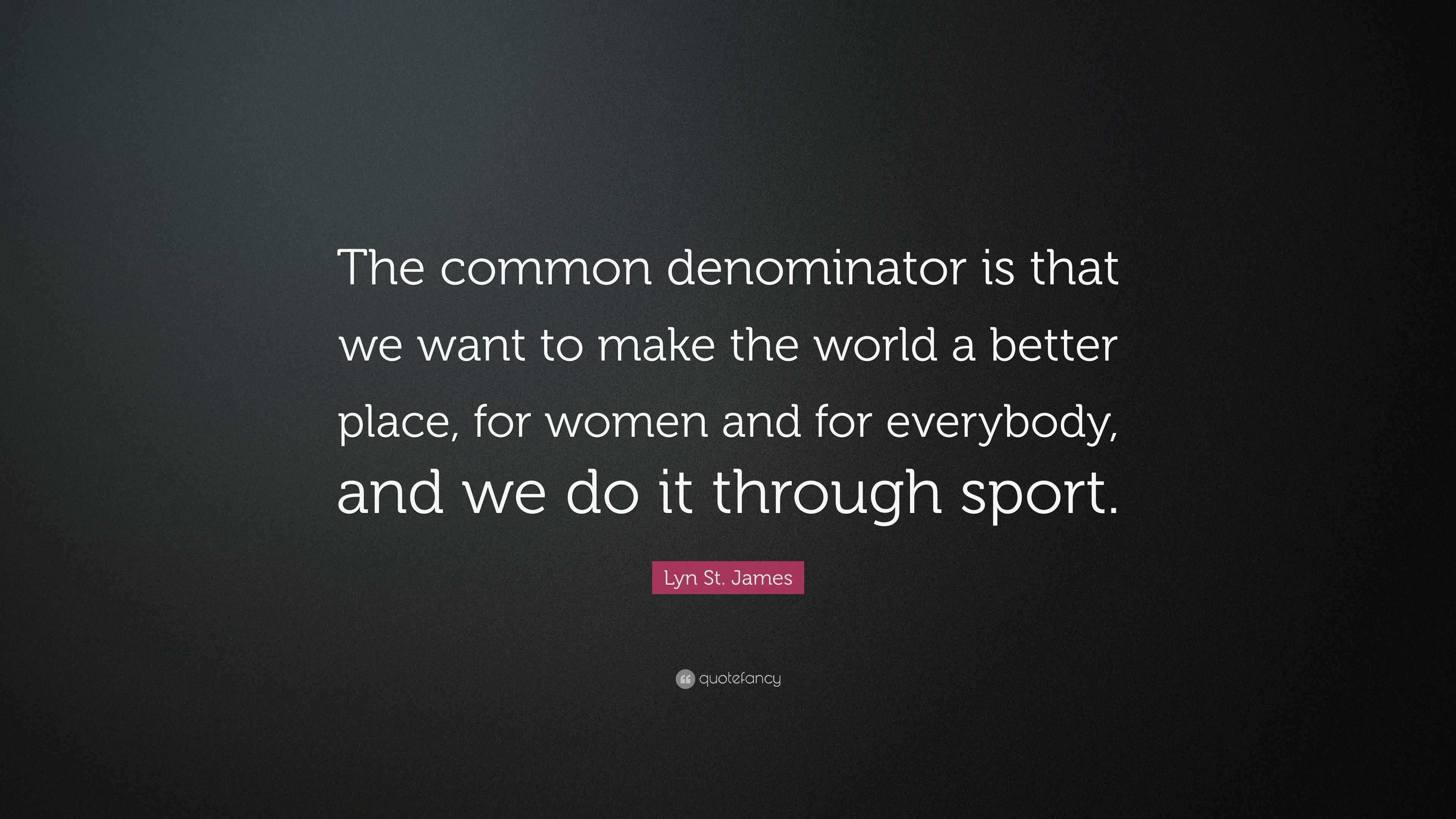 Lyn St. James Quote: “The common denominator is that we want to make ...
