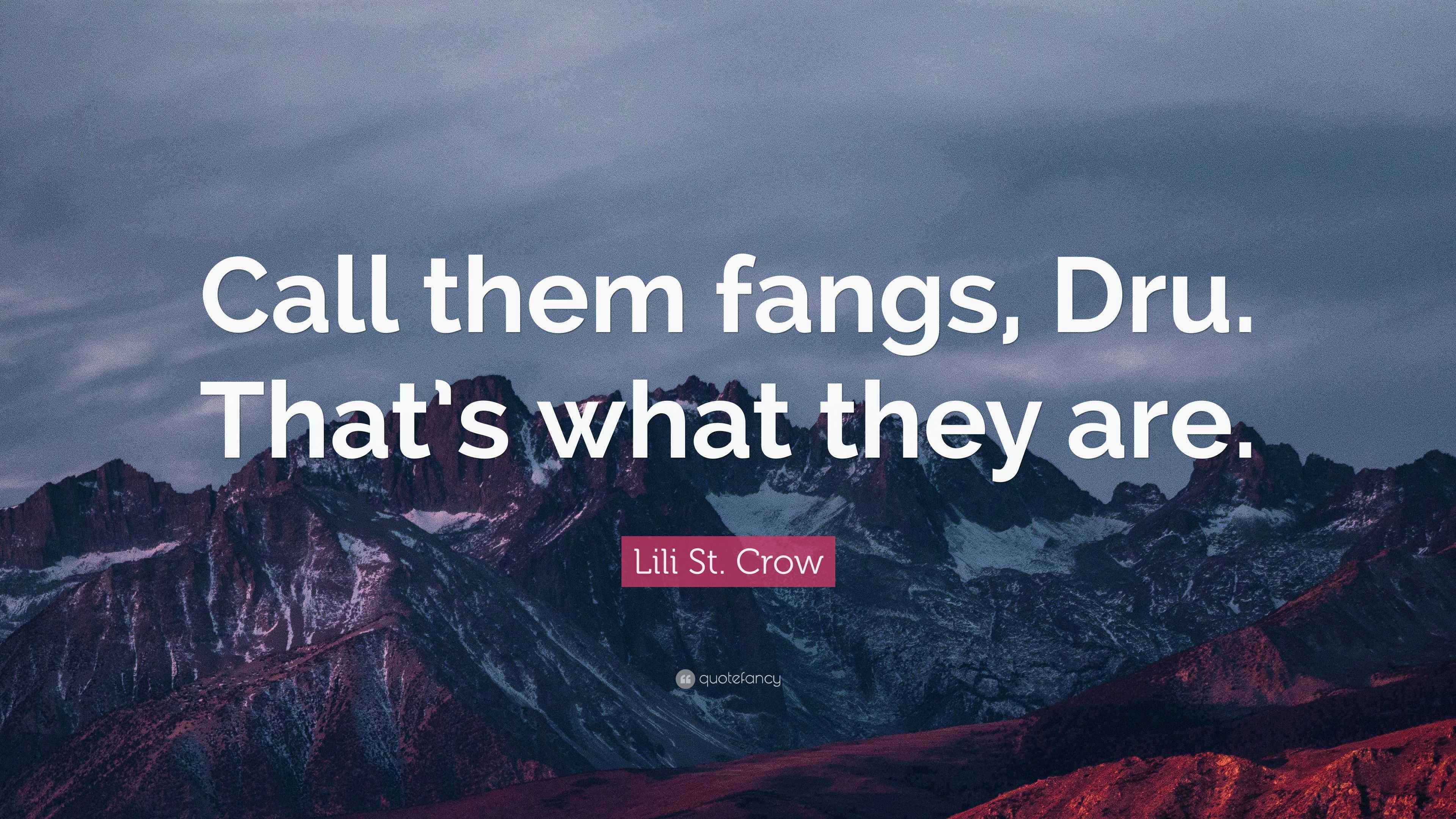 Lili St. Crow Quote: “Call them fangs, Dru. That’s what they are.”