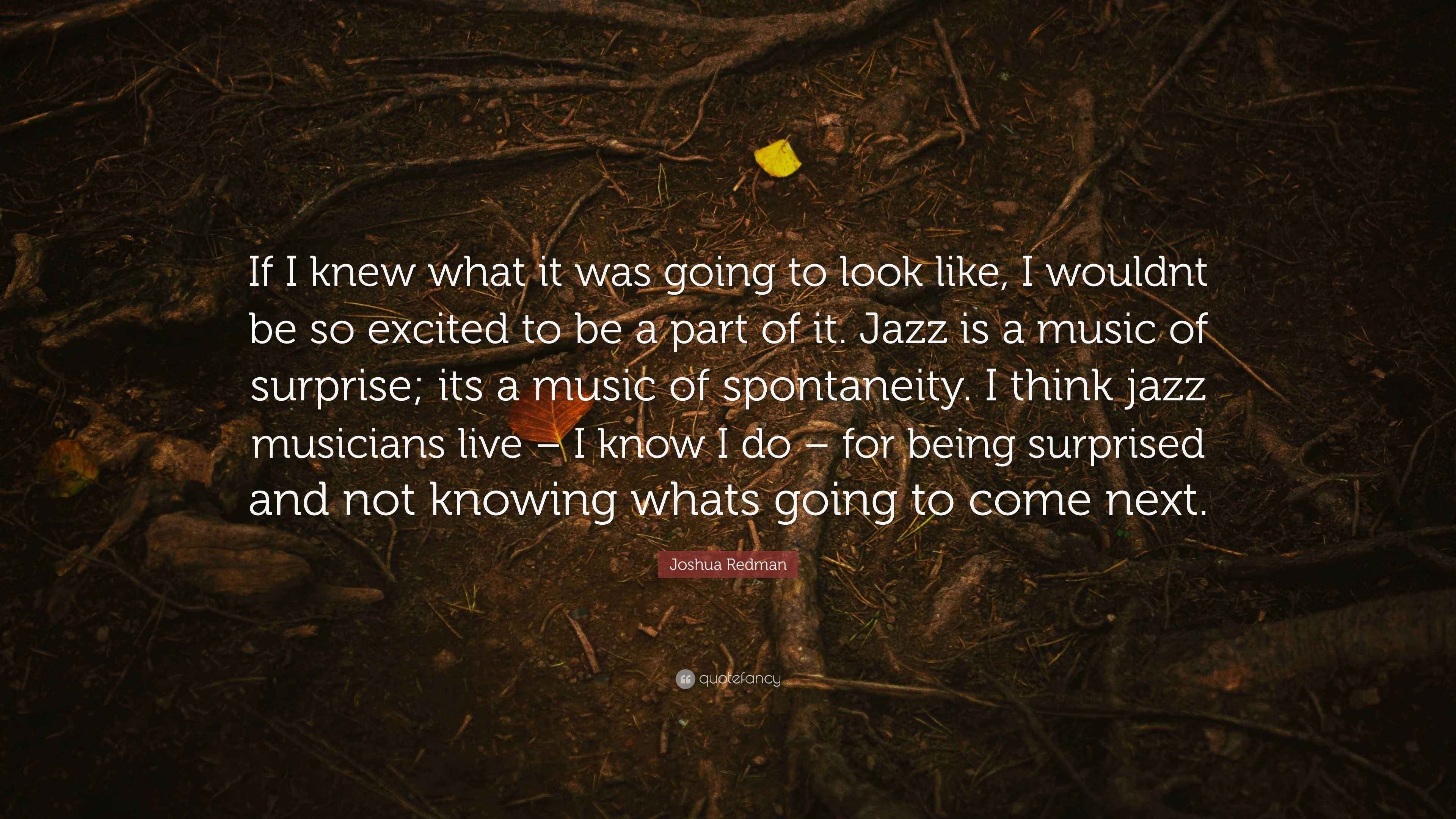 Joshua Redman Quote: “If I knew what it was going to look like, I ...
