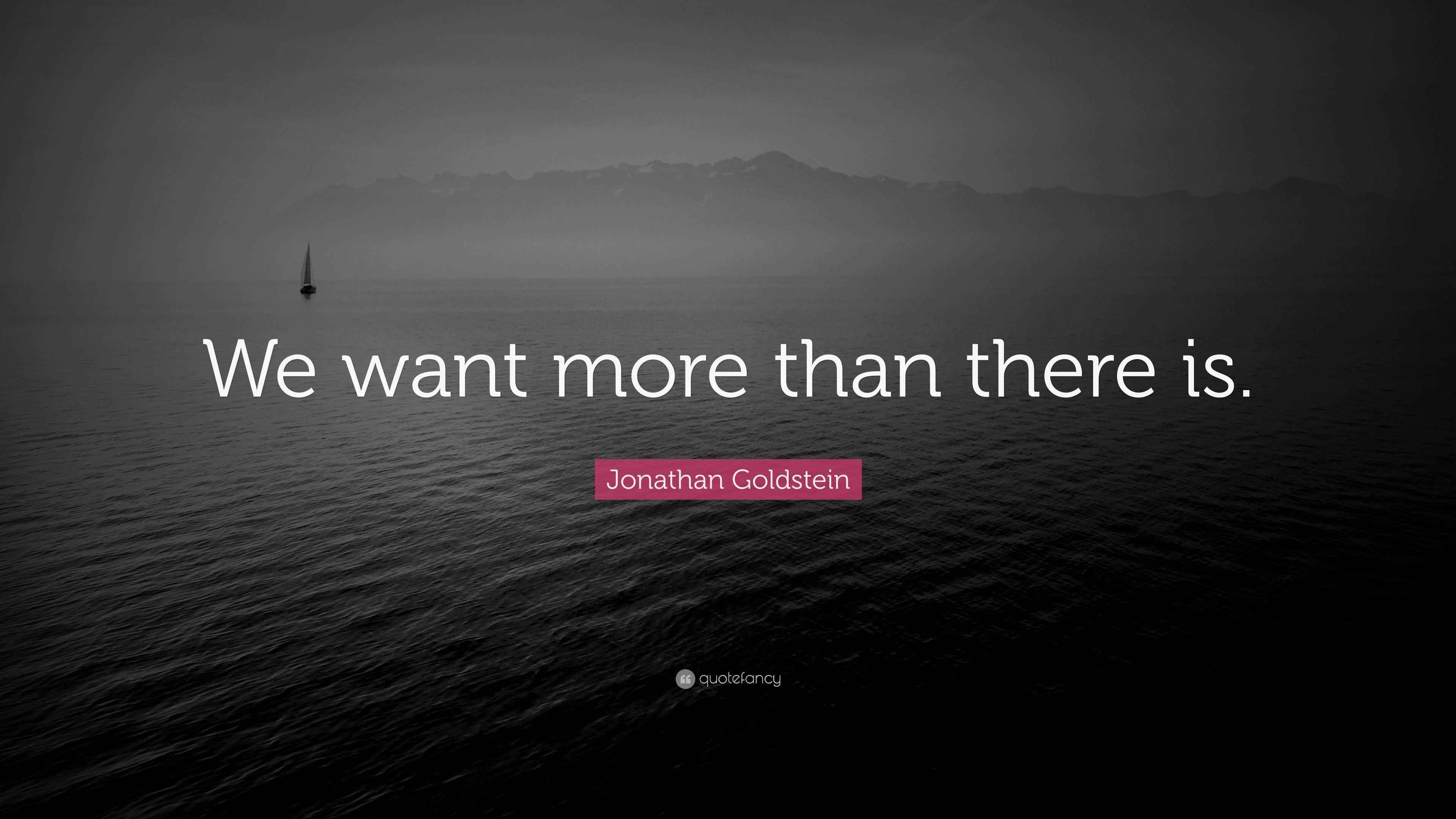 Jonathan Goldstein Quote: “We want more than there is.”