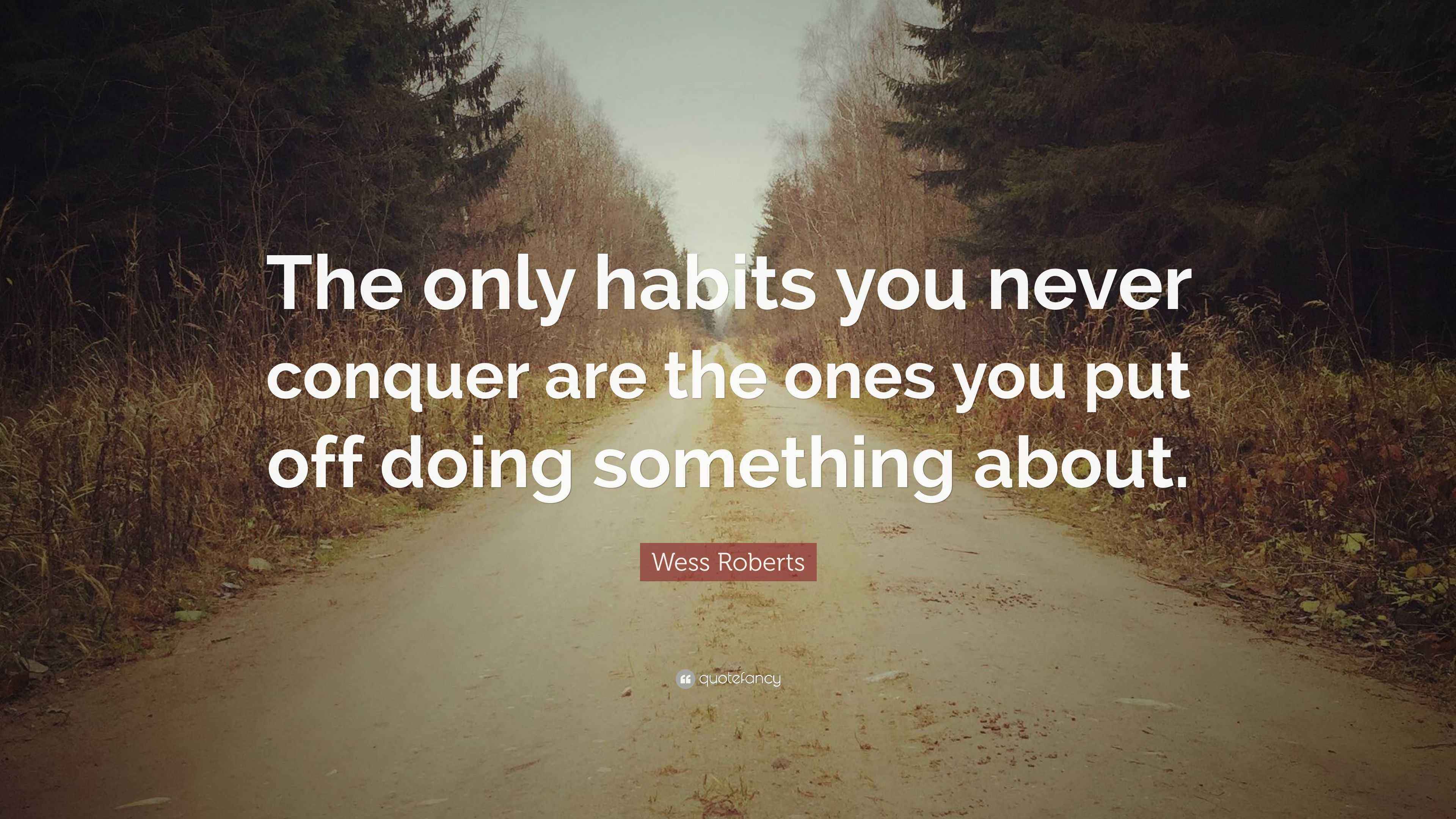 Wess Roberts Quote: “The only habits you never conquer are the ones you ...