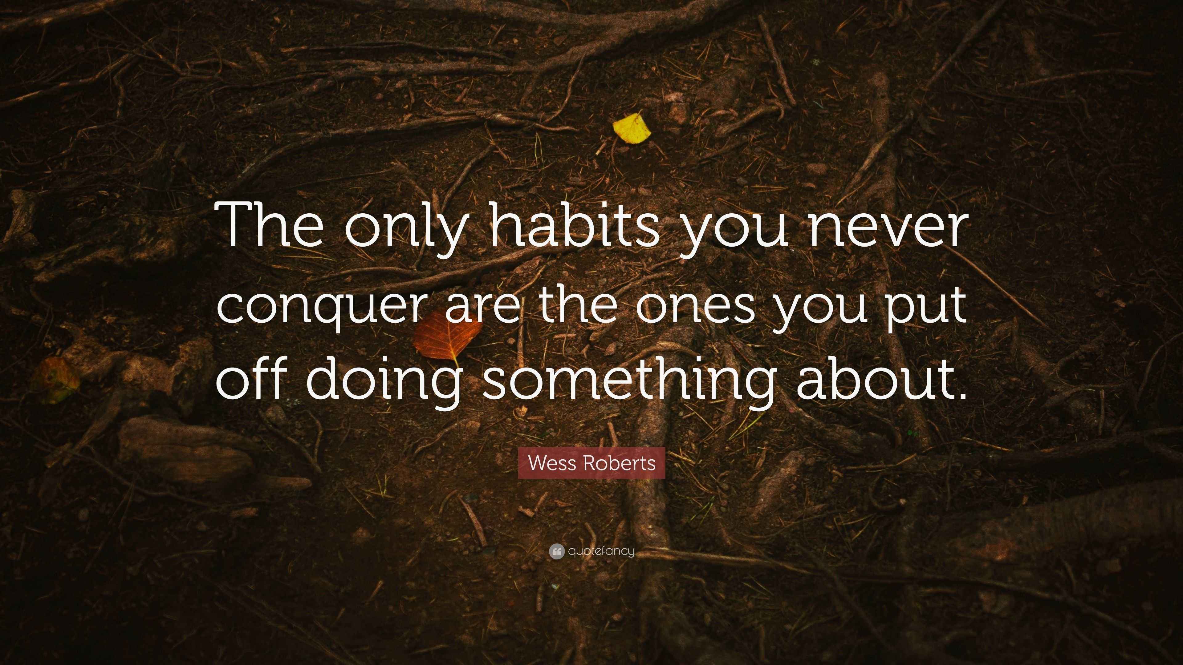 Wess Roberts Quote: “The only habits you never conquer are the ones you ...