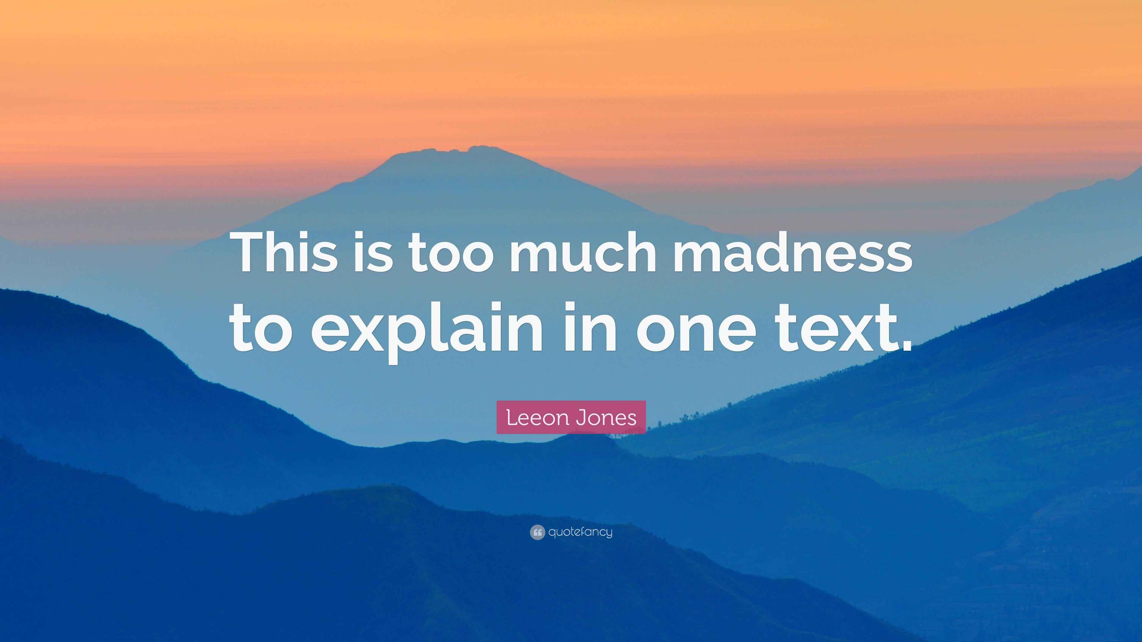 Leeon Jones Quote: “This is too much madness to explain in one text.”