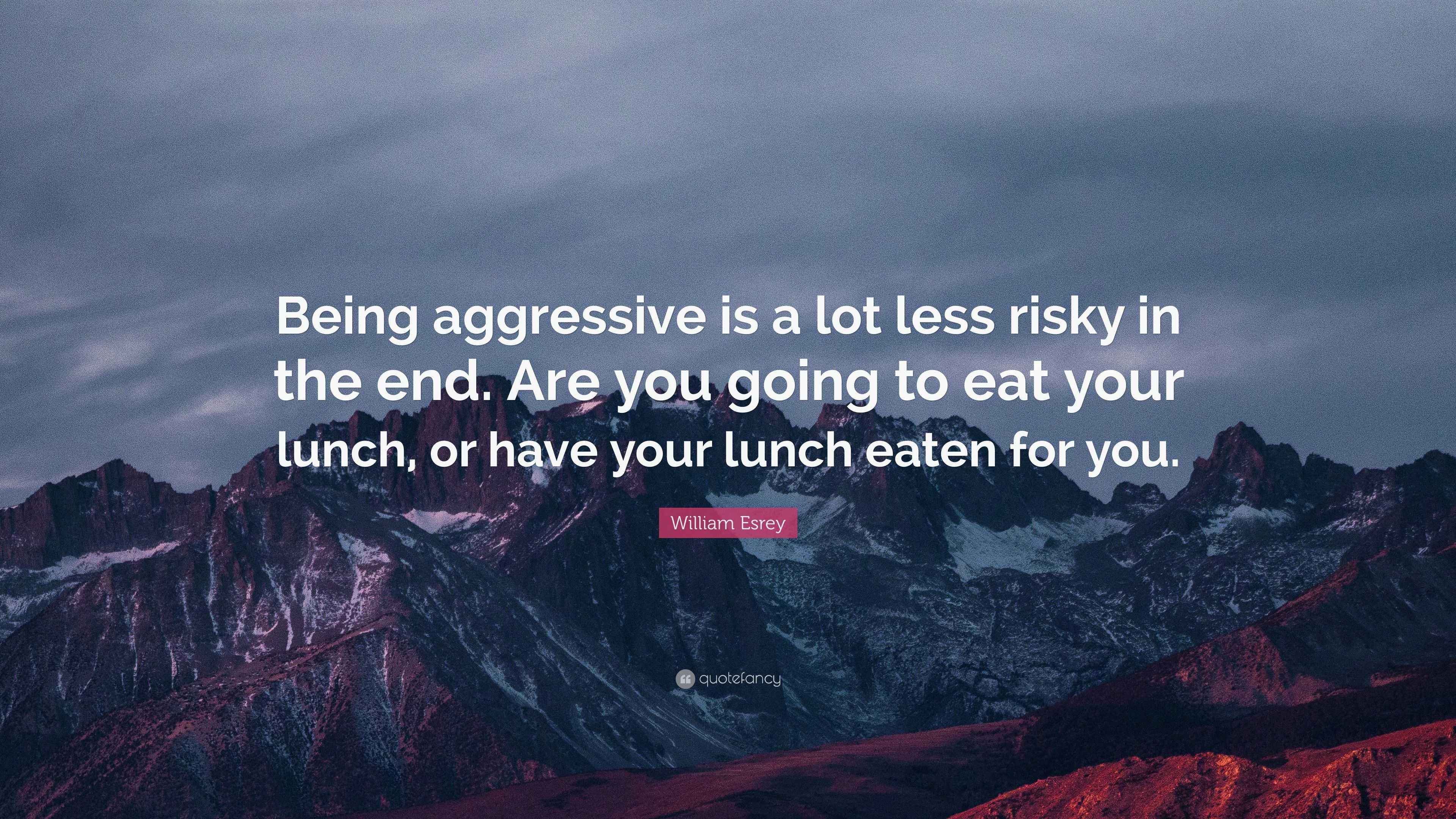 William Esrey Quote: “Being aggressive is a lot less risky in the end ...