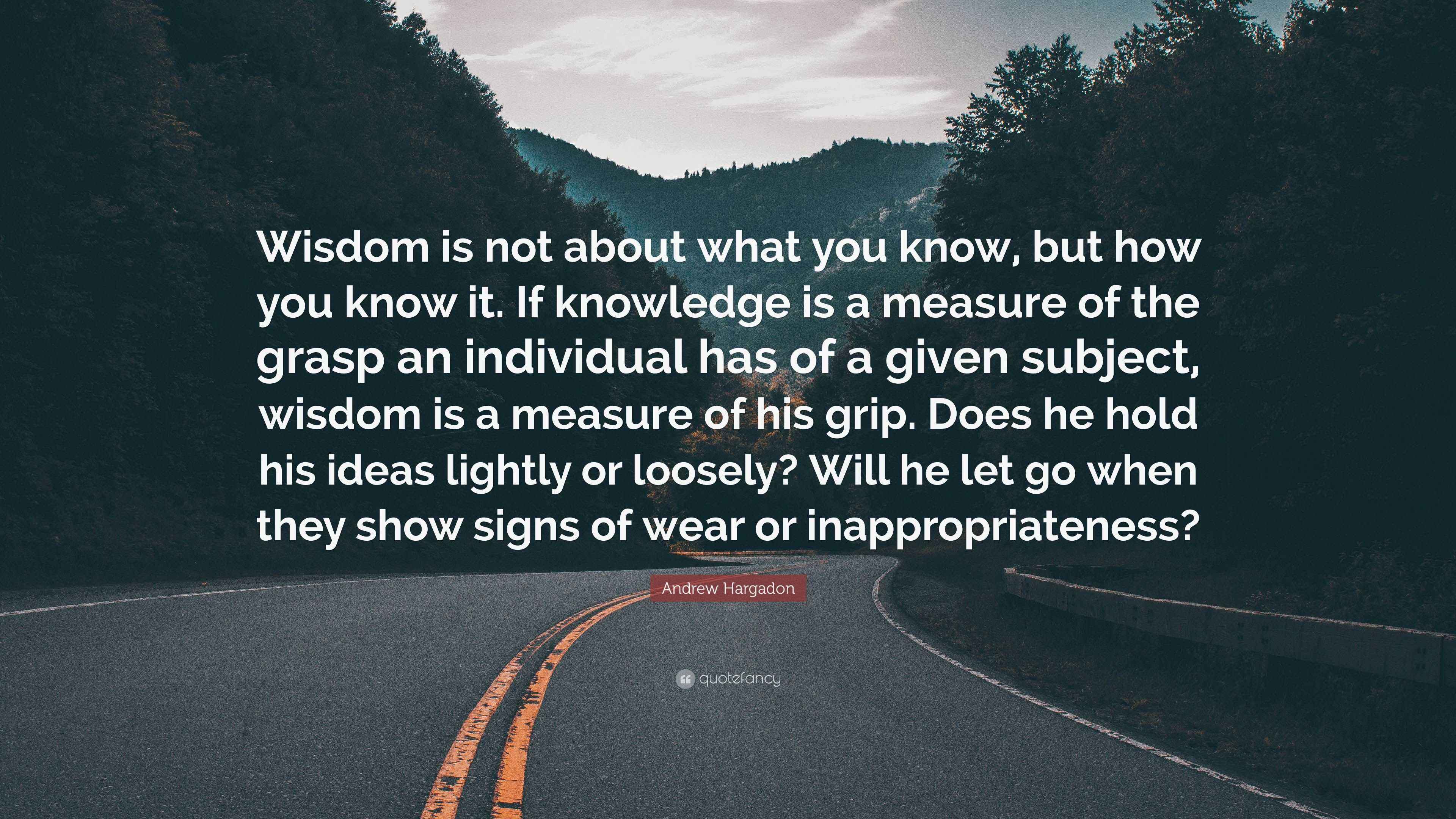 Andrew Hargadon Quote: “Wisdom is not about what you know, but how you ...