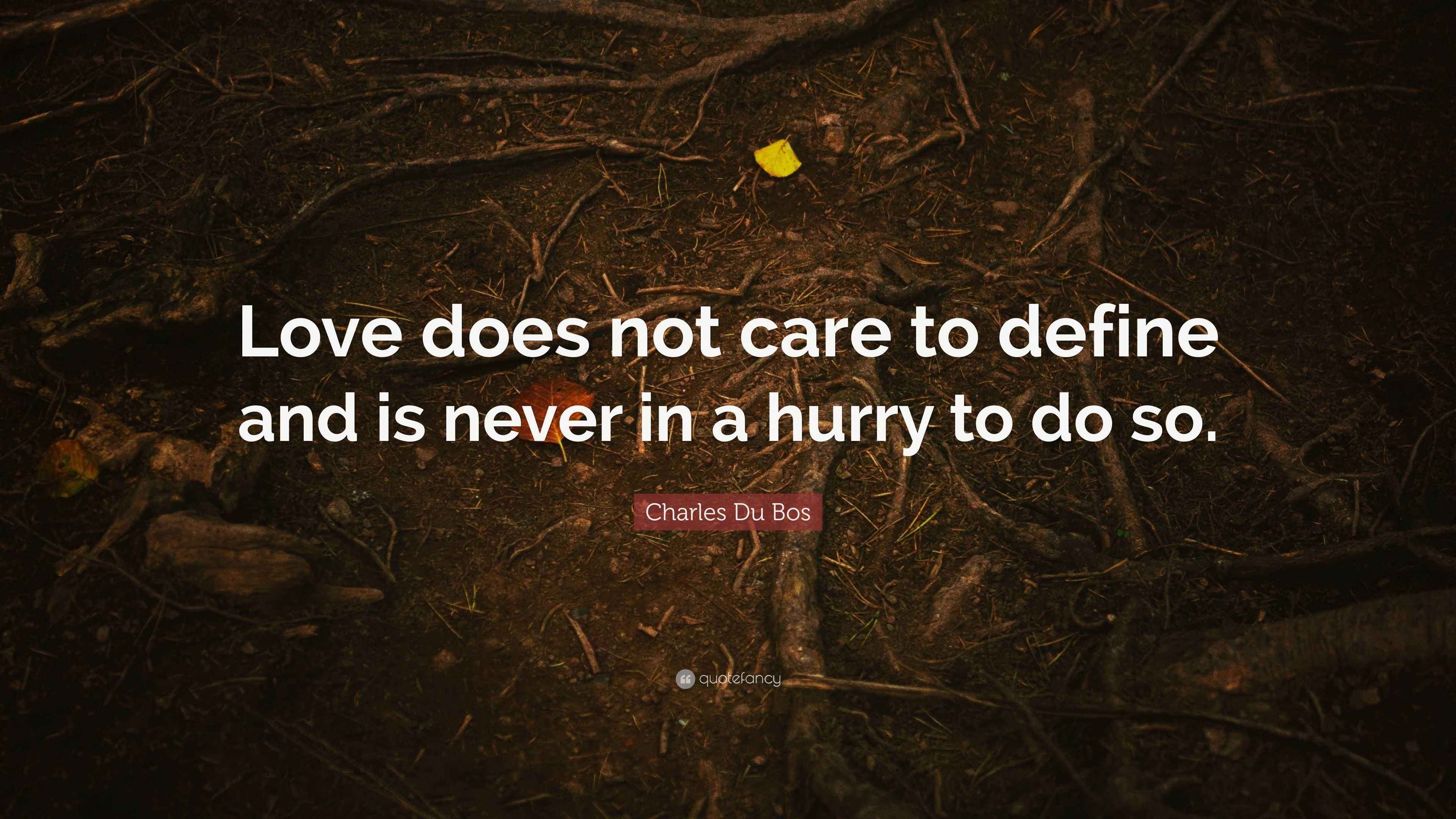 Charles Du Bos Quote: “Love does not care to define and is never in a ...