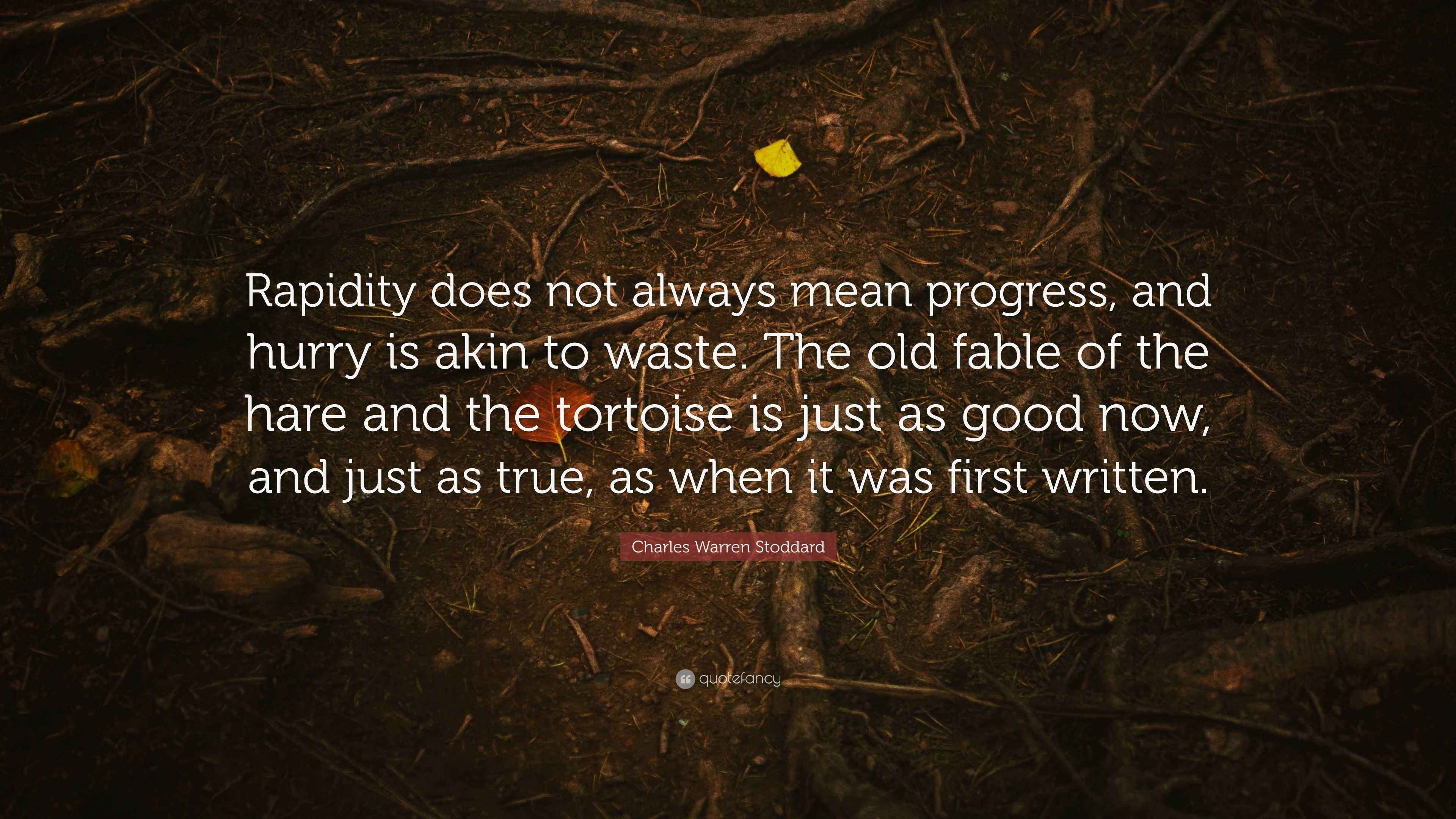 Charles Warren Stoddard Quote: “Rapidity does not always mean progress ...