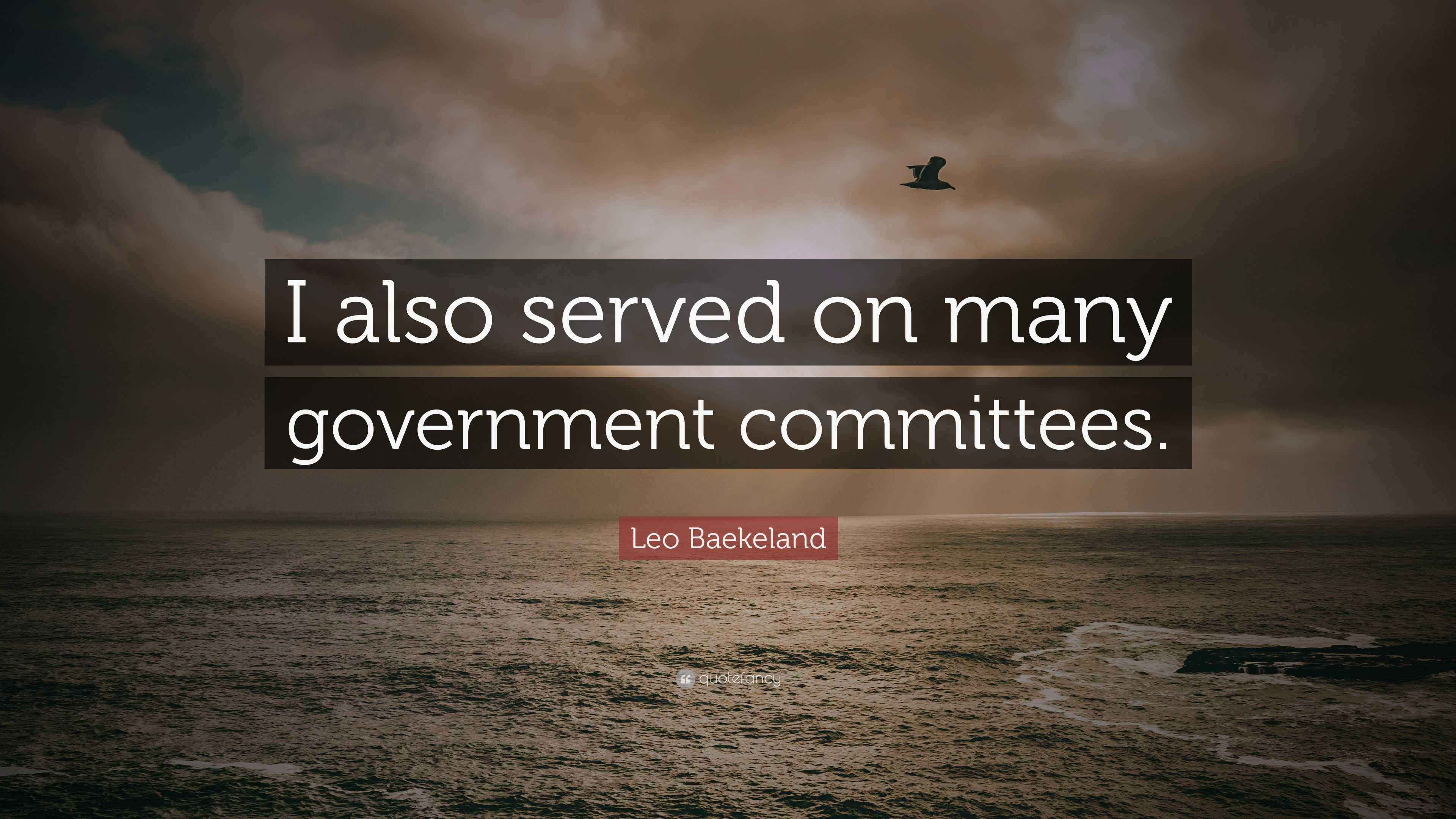 Leo Baekeland Quote: “I also served on many government committees.”